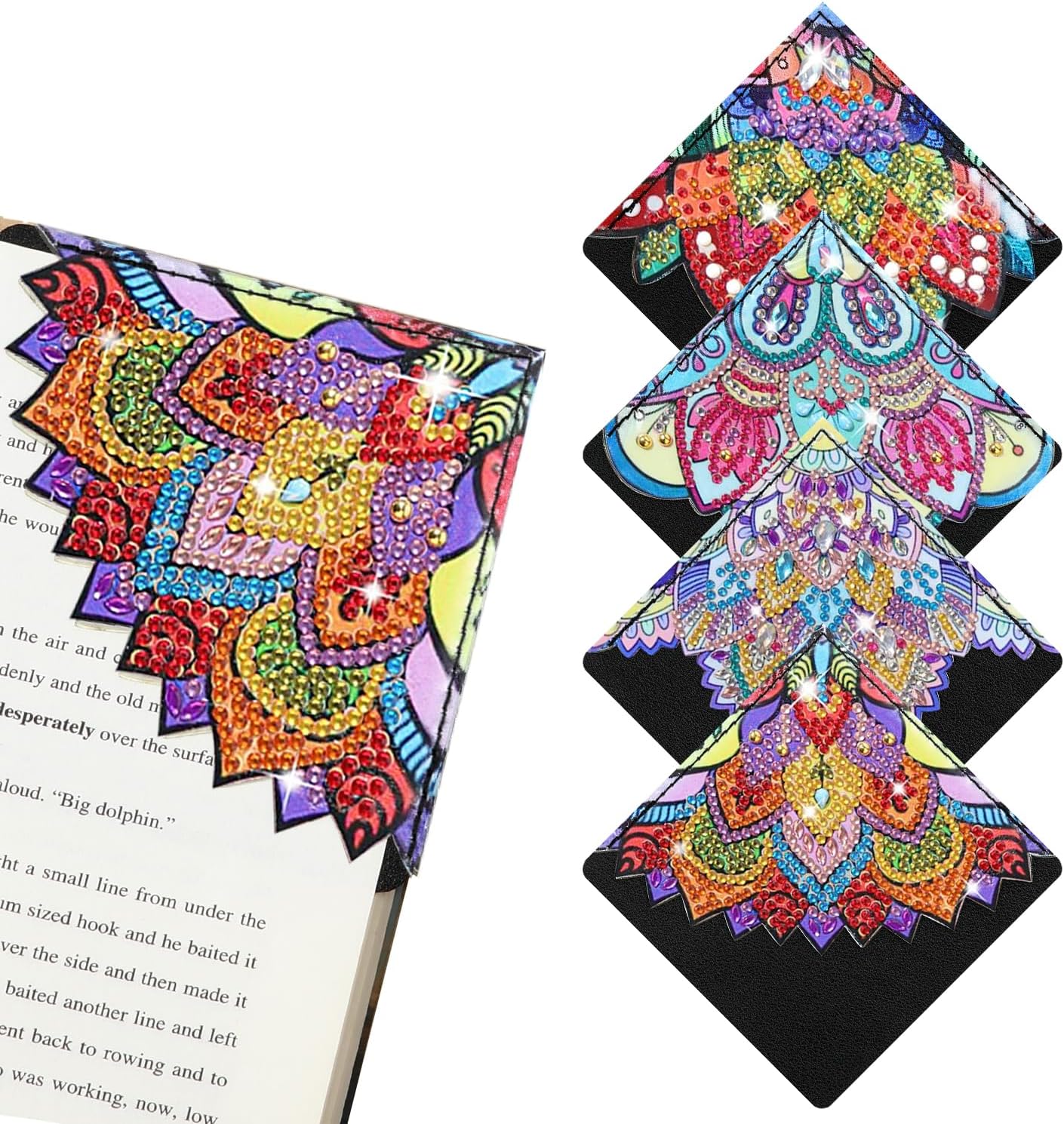 Amazon.com: 4pcs Diamond Art Bookmarks, Colored DIY Corner Bookmark ...