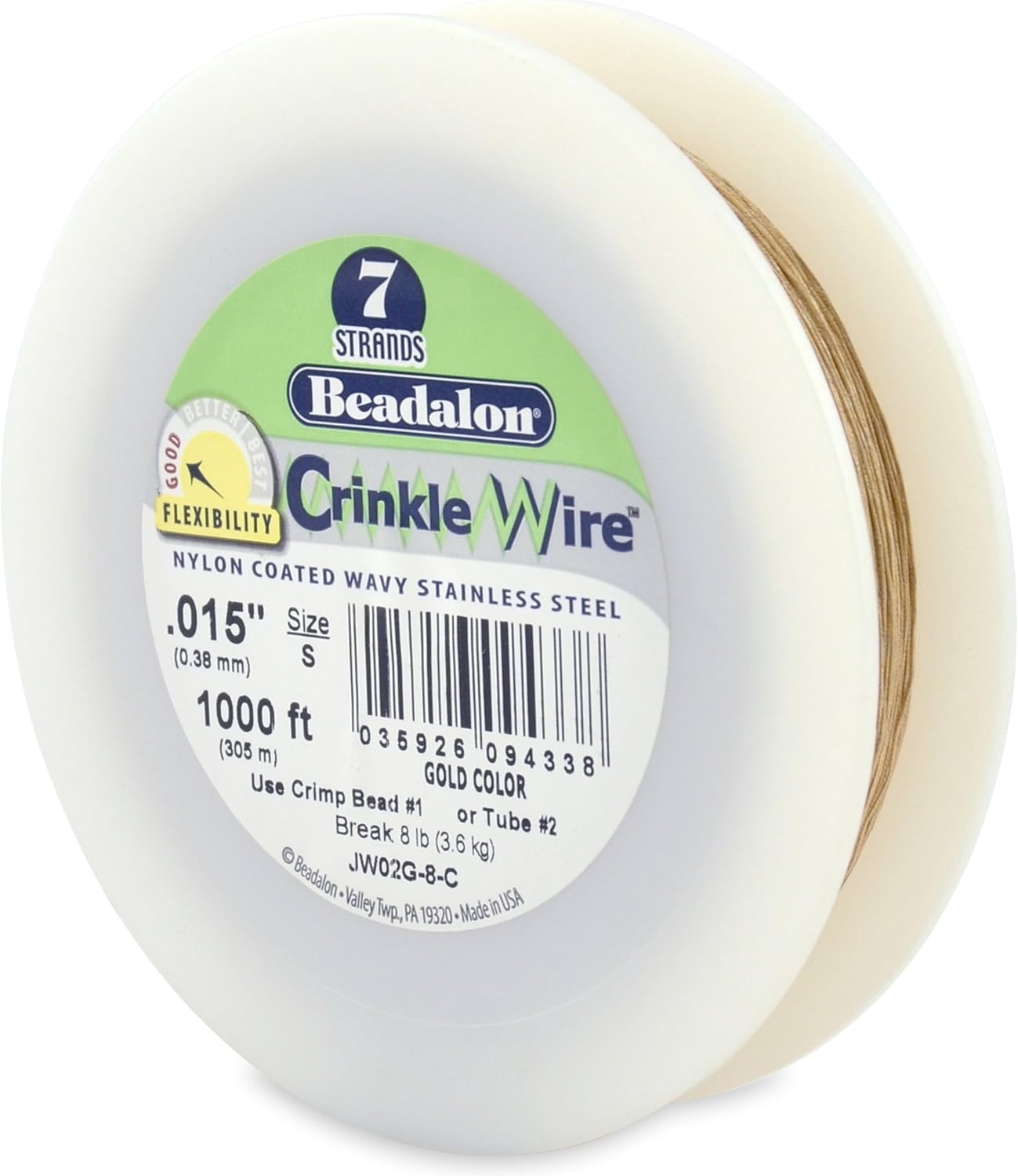 Amazon.com: Beadalon 7-Strand Crinkle Wire, 0.015-Inch, Gold Color ...