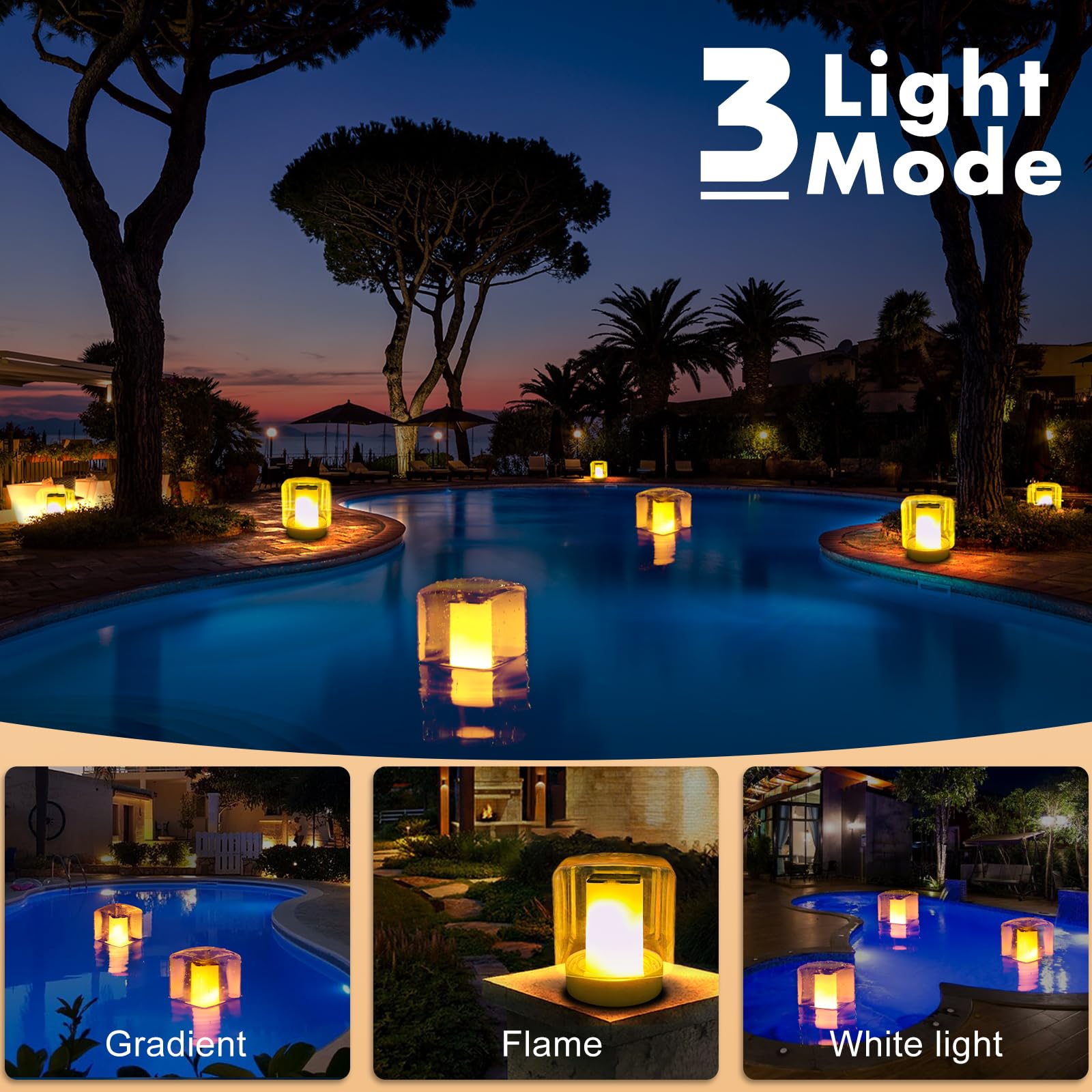 Snapklik.com : Floating Pool Lights, Solar Flame Pool Lights Waterproof ...
