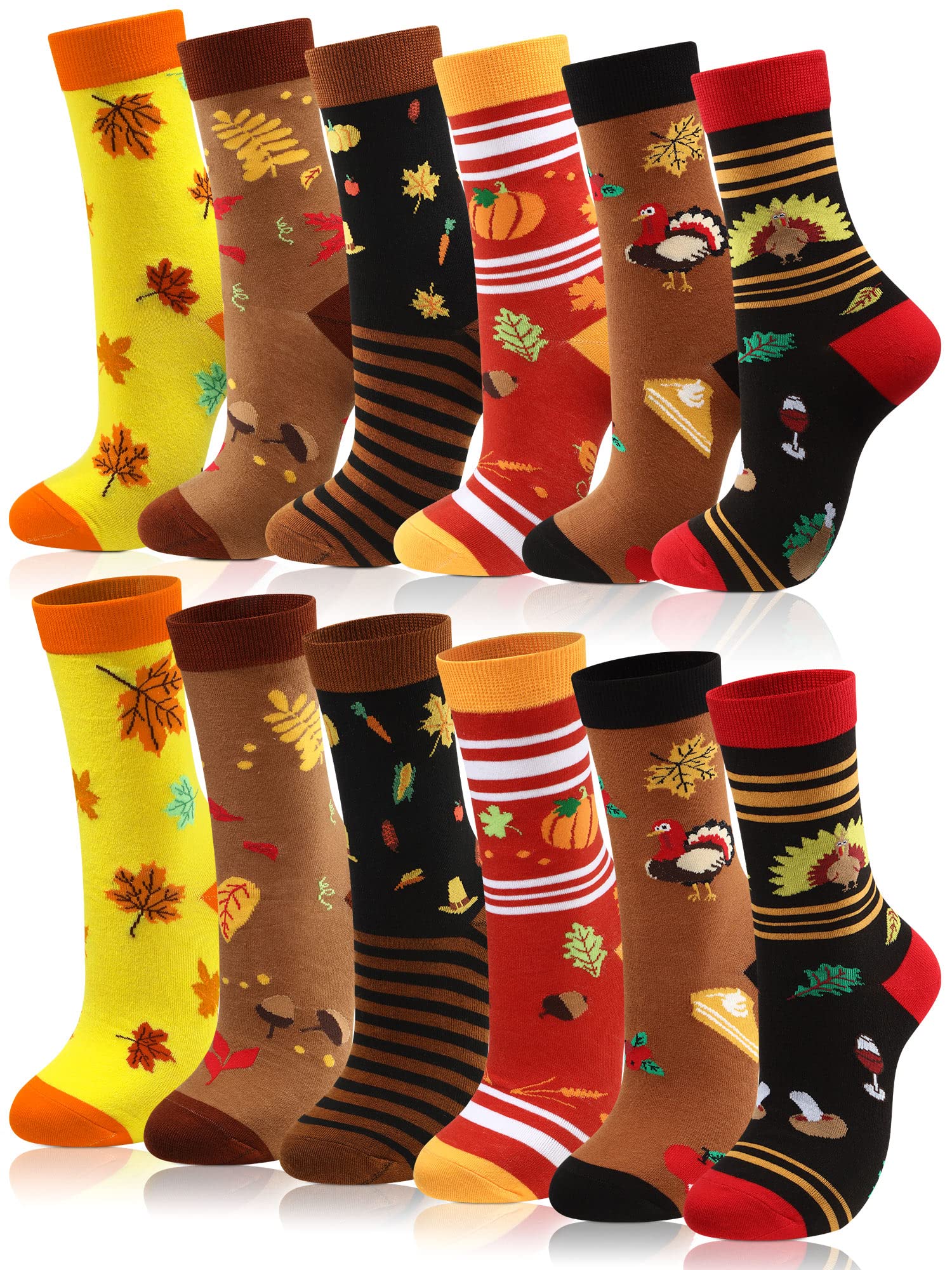 Amazon.com: Zhanmai 12 Pairs Thanksgiving Socks Fall Autumn Socks Bulk ...