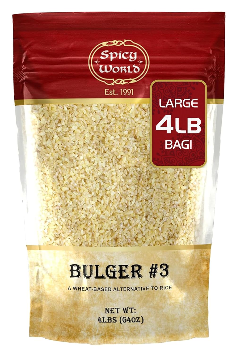 Amazon.com : Spicy World Bulgur Coarse #3, 4 LB Bag | Excellent USA ...