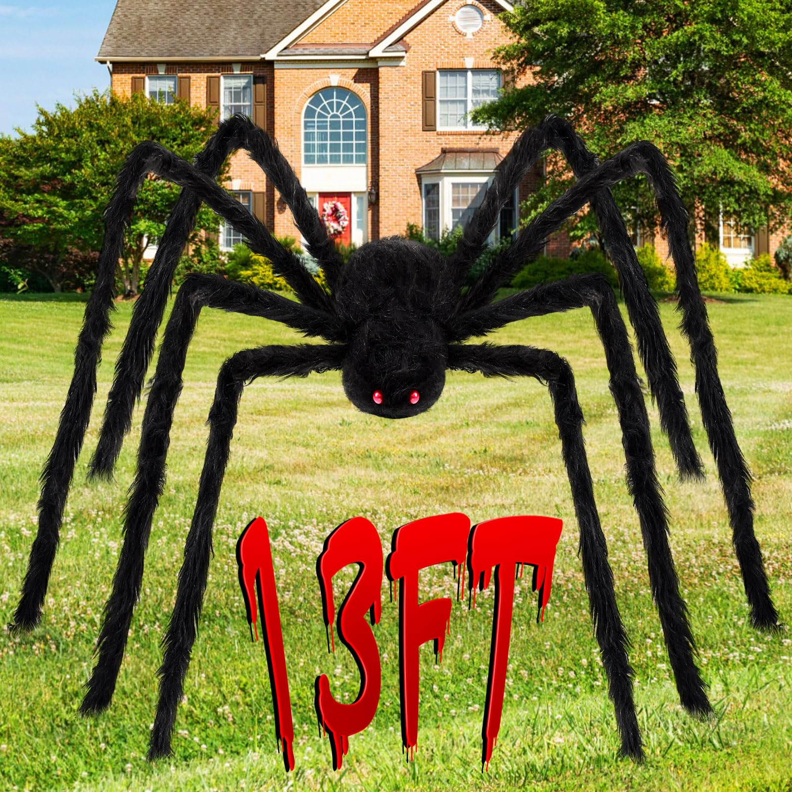 Amazon.com: Wettarn Upgrade 13 ft Giant Spider Scary Halloween Spider ...