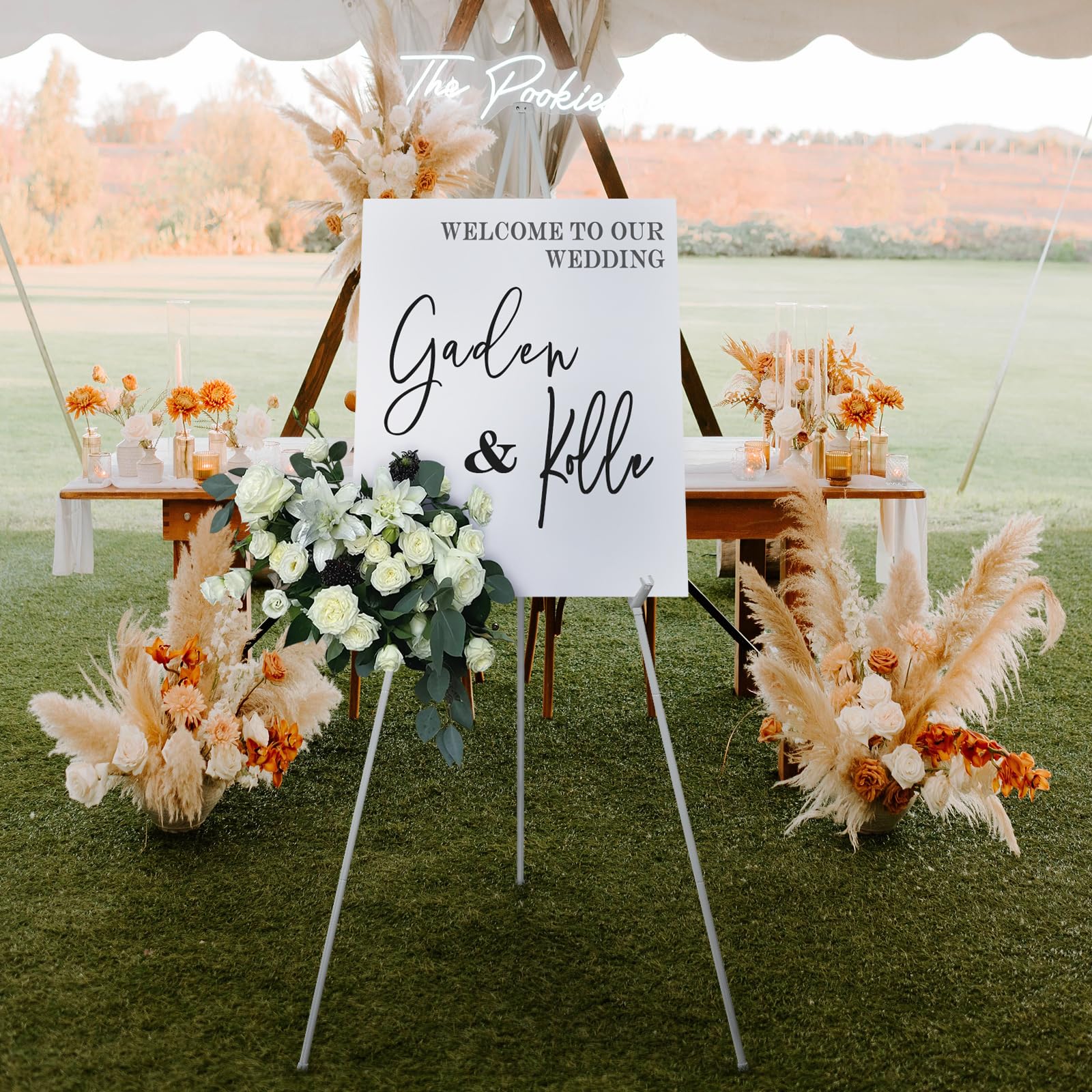 Snapklik.com : PUJIANG 63" White Easels For Signs,Adjustable Floor ...