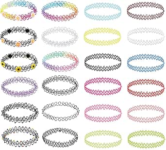 BodyJ4You - Juego de 24 collares para tatuajes, accesorios de los años ...