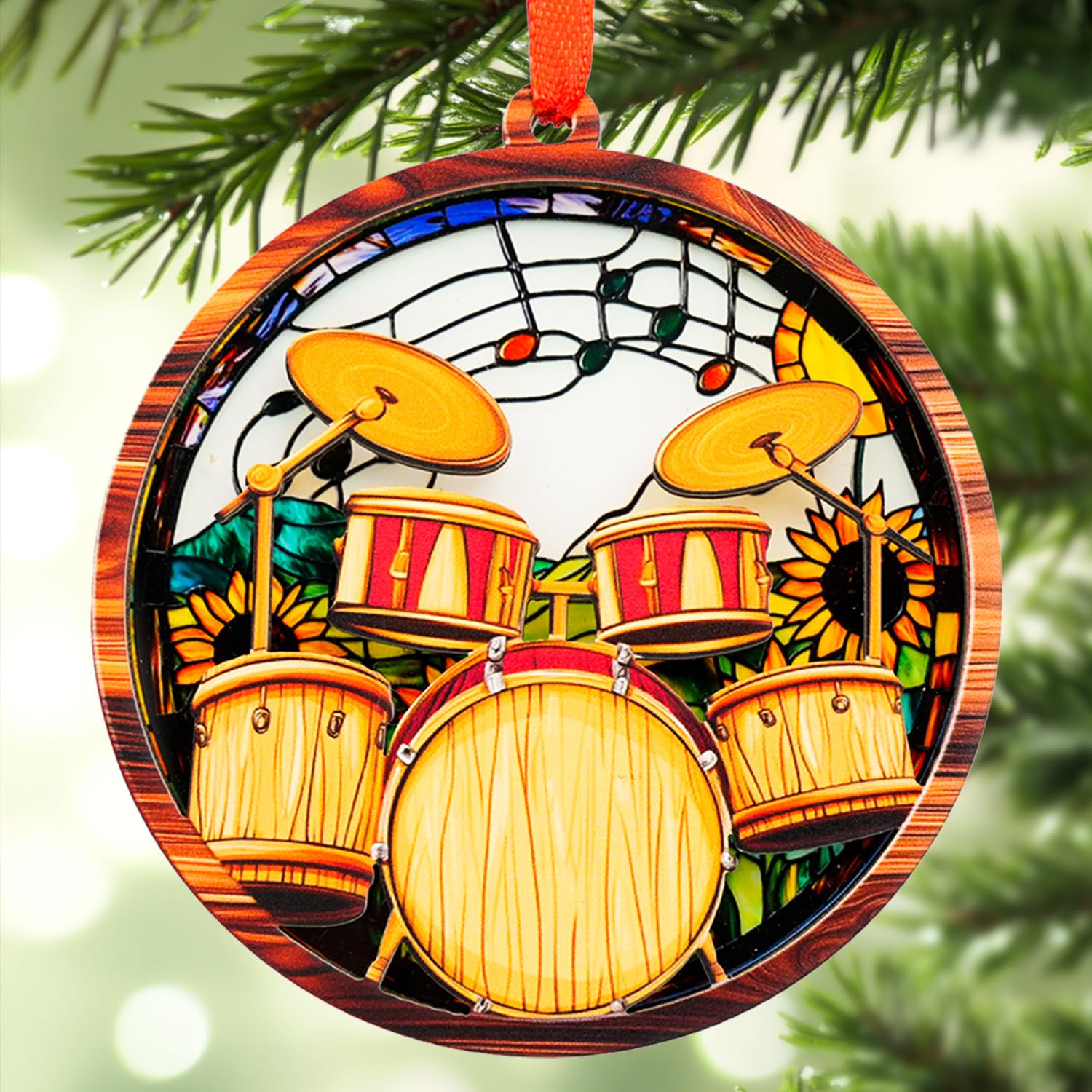 Amazon.com: Drum Christmas Ornament – 2-Layer Wood & Acrylic Drum ...