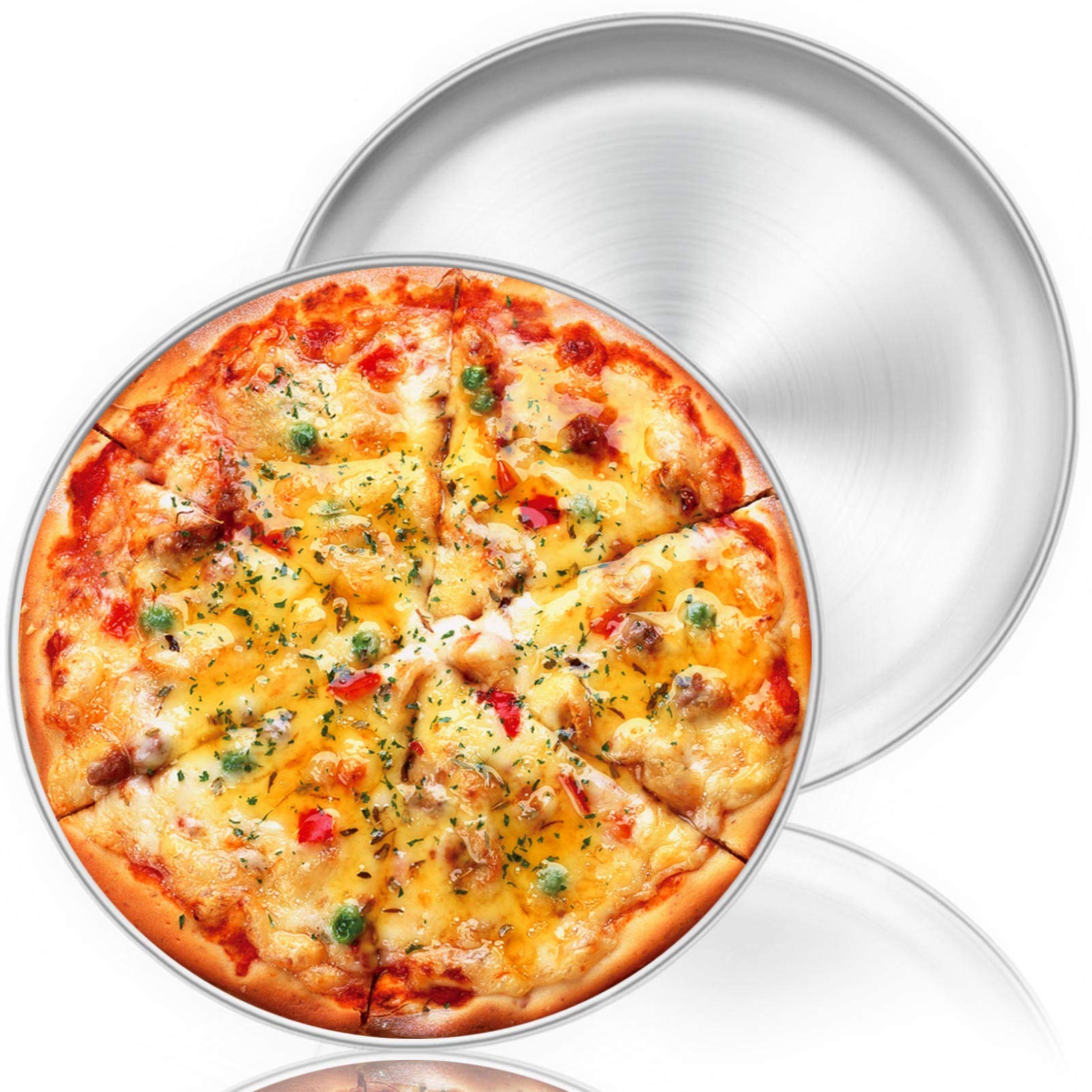 TeamFar Pizza Pan, 13.4 inch Stainless Steel Pizza Pan Set Large Pizza ...