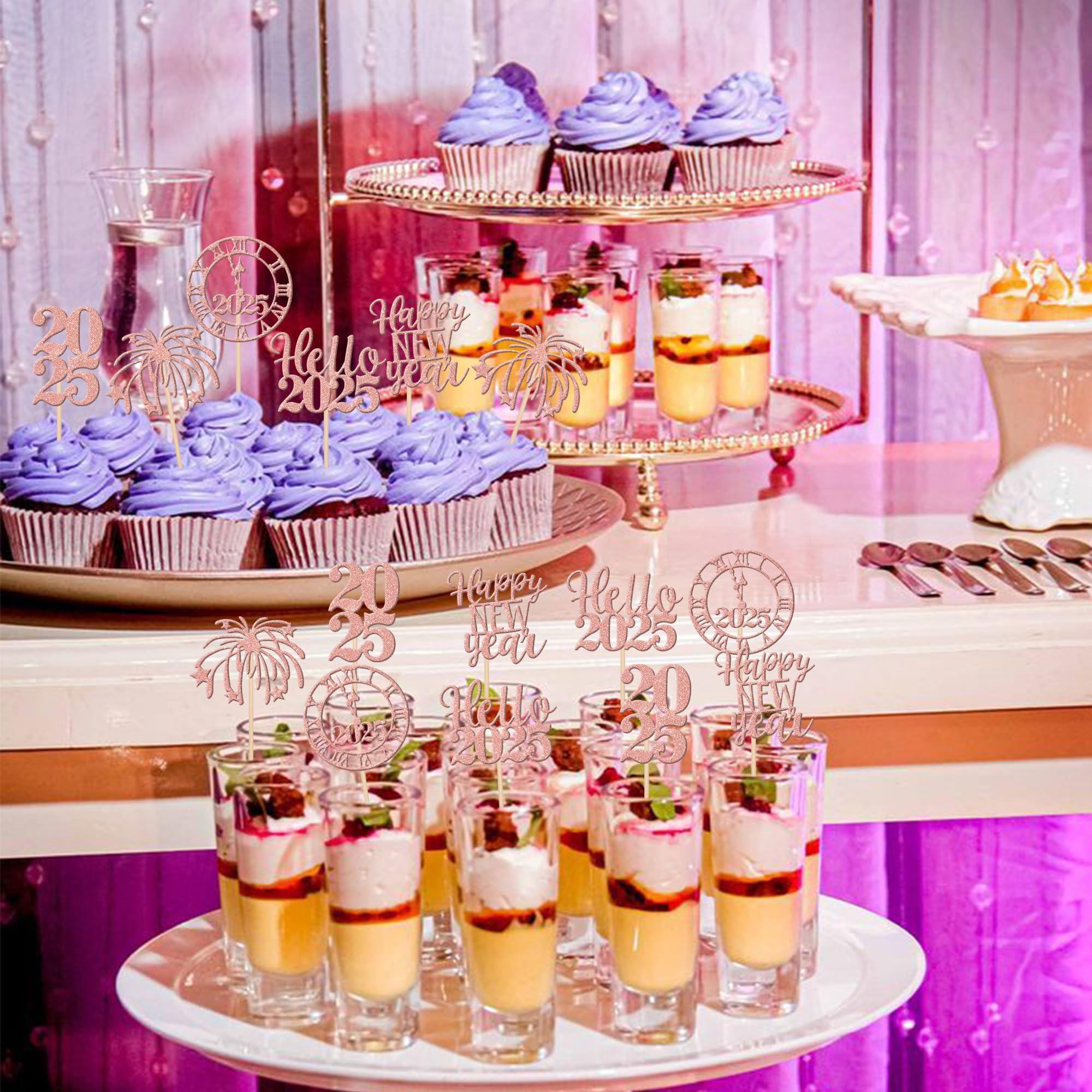 Snapklik.com : 30 PCS 2025 Happy New Year Cupcake Toppers Glitter ...