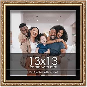 Amazon.com - 13x13 Frame with Mat - Antique Gold 16x16 Frame Wood Made ...