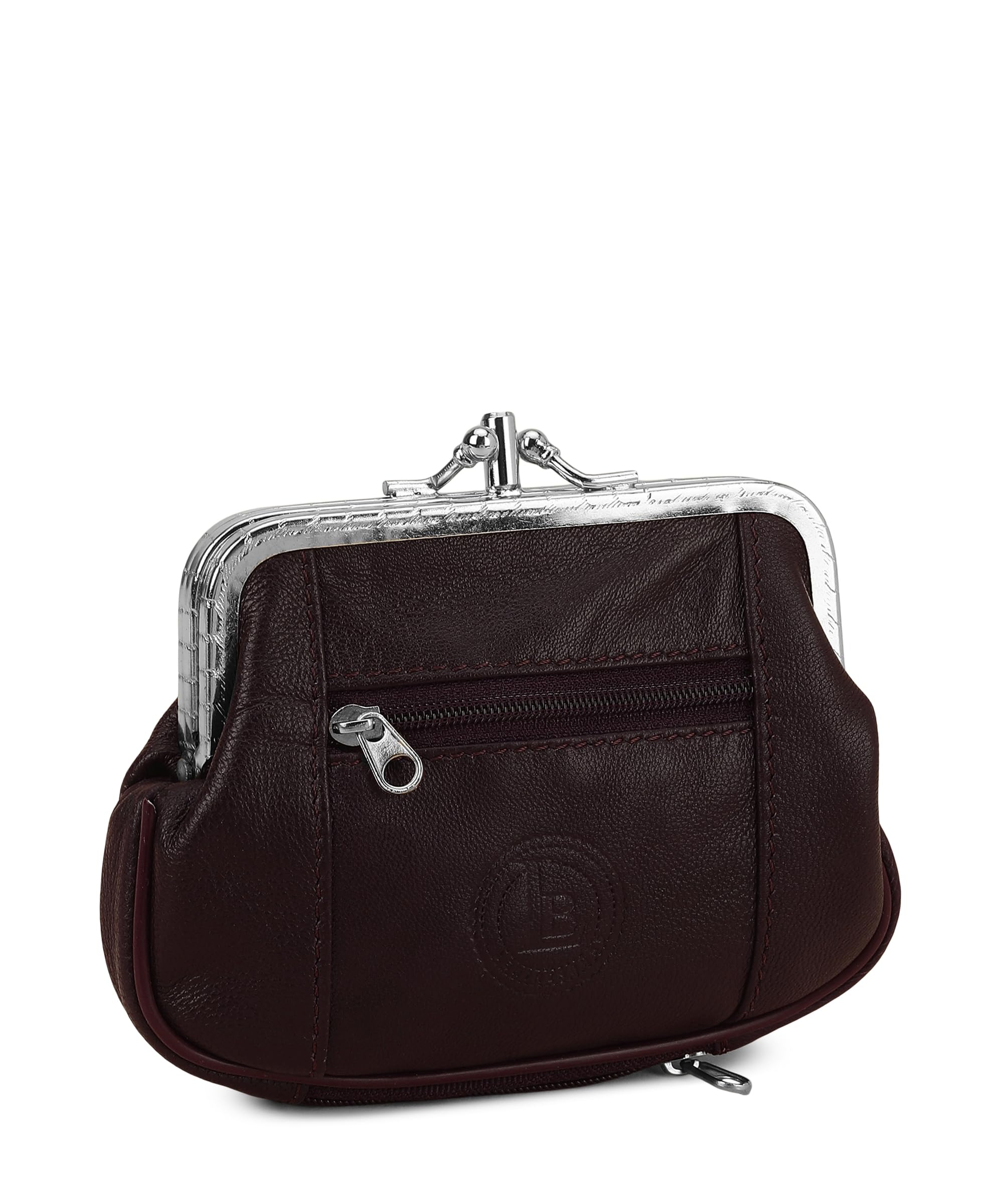 Amazon.com: LeatherBoss Large Coin Purse Double Frame With Zipper ...