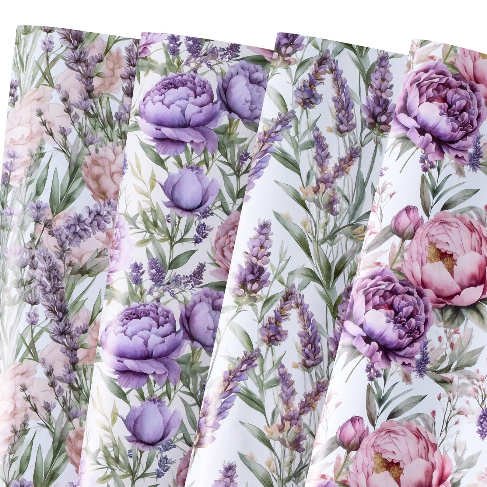 Amazon.com: WRAPAHOLIC Lavender Floral Wrapping Paper Sheet - 12 Sheets ...
