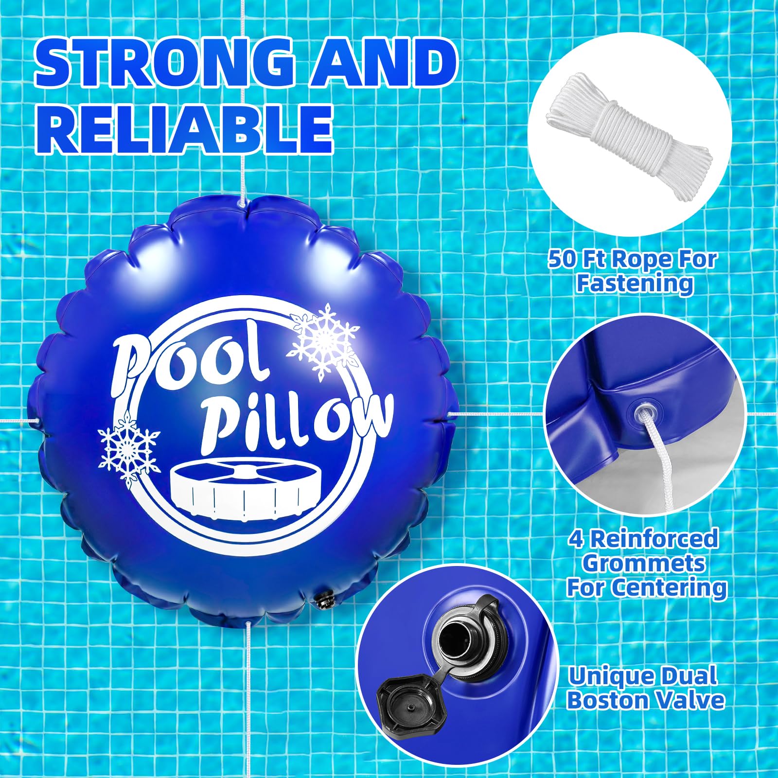 2 Pcs 4 x 4 Ft Pool Pillows for Above Ground Pool Winterize Pool ...