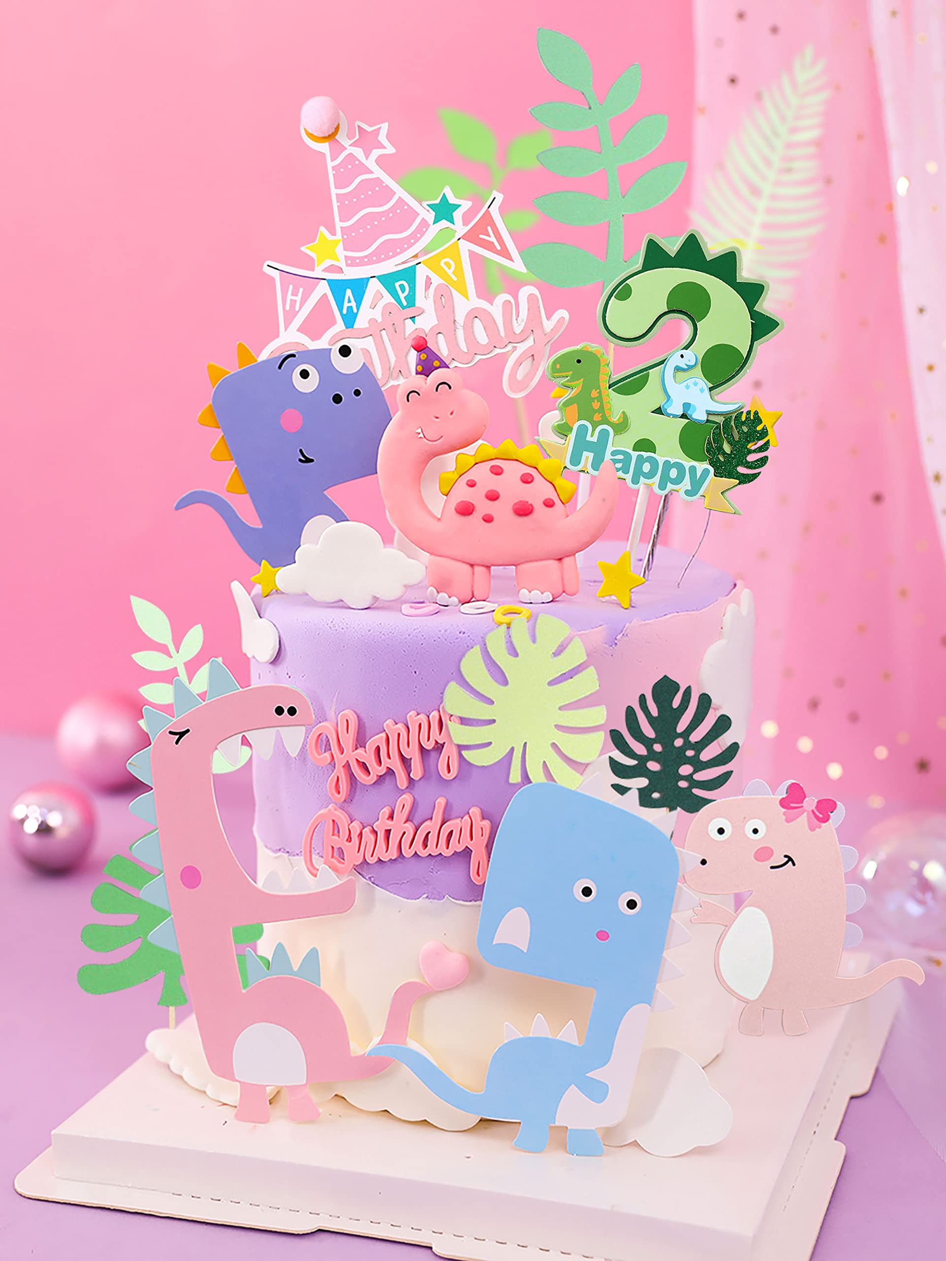 Snapklik.com : Two Rex Cake Decoration 2 Birthday Cake Topper Dinosaur ...