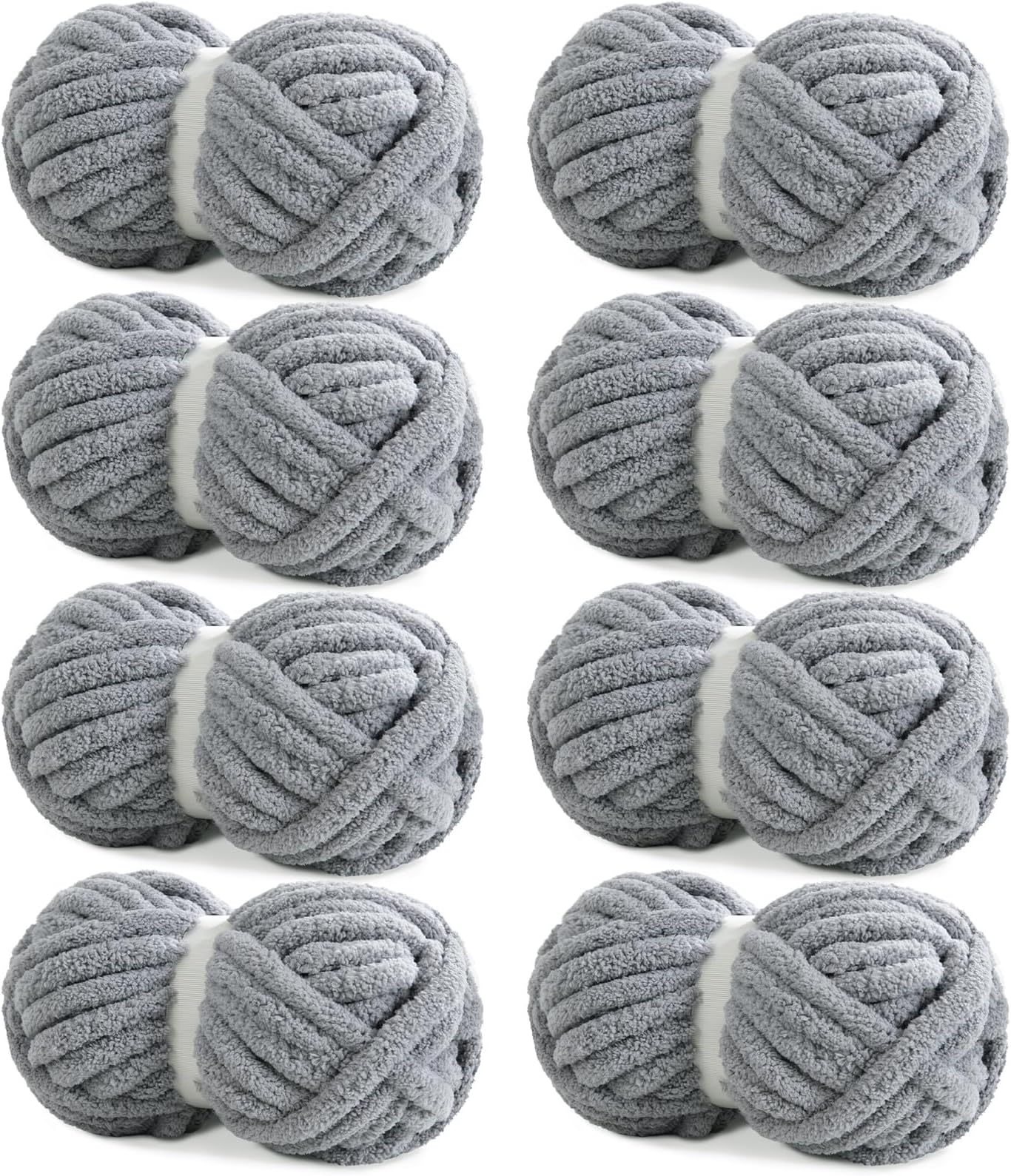 Amazon.com: HOMBYS Grey Chunky Chenille Yarn for Hand Knitting,Fluffy ...