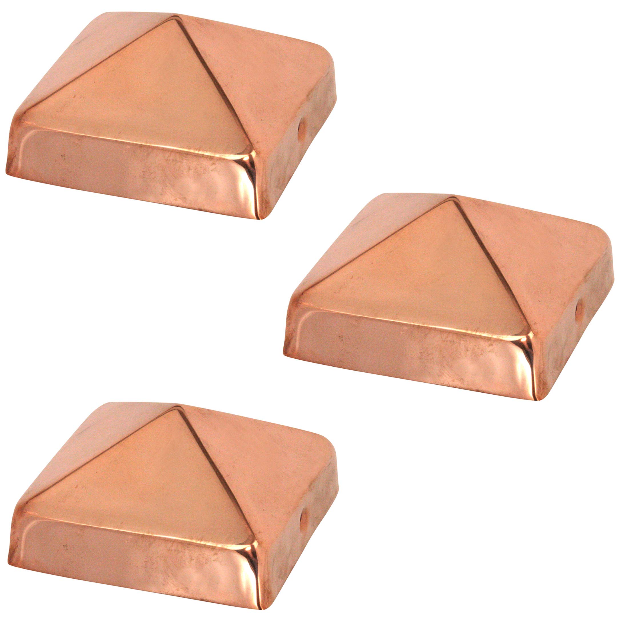 4x4 Copper Pyramid Post Caps (3-Pack) - Extended Lip - Solid Copper ...