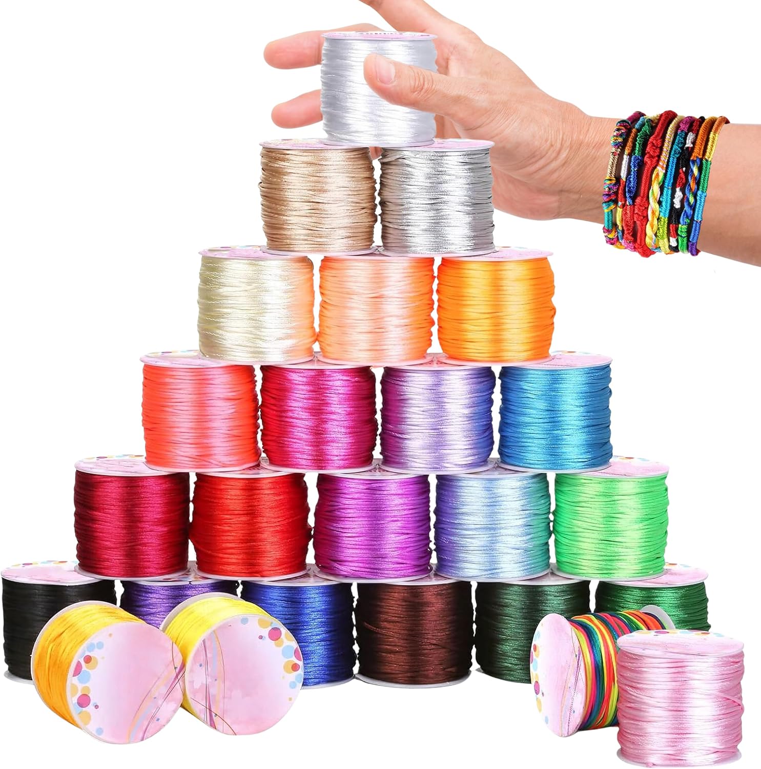 Amazon.com: 546 Yards Satin String – 1mm Satin Cords for Braided ...