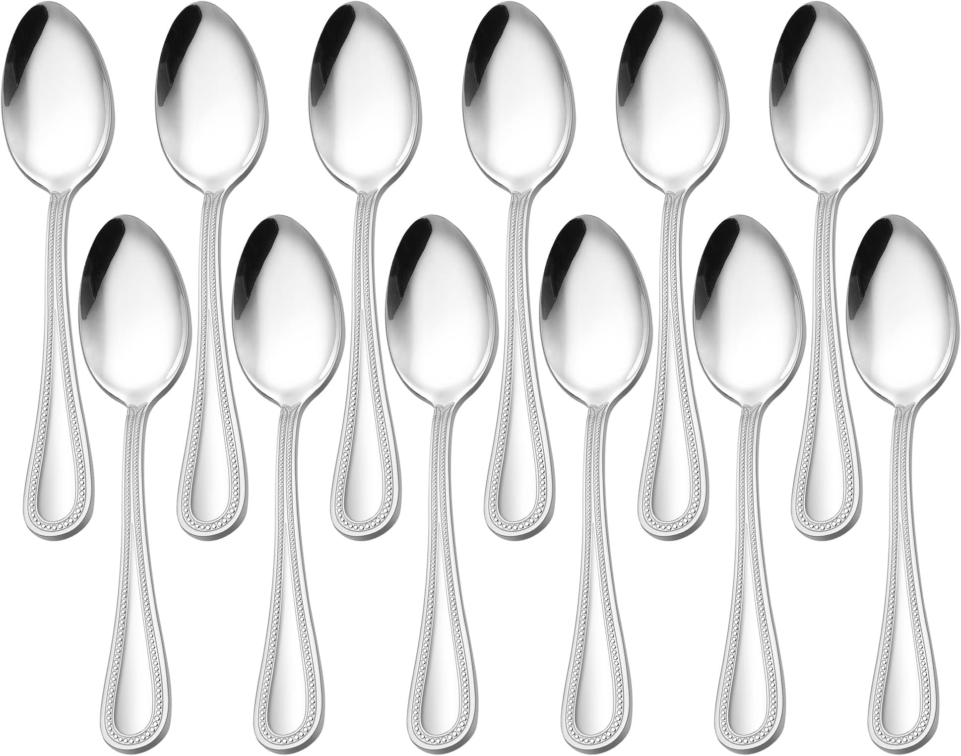 Amazon.com: Teaspoon Set of 12, E-far 6.7 Inch Stainless Steel Spoons ...