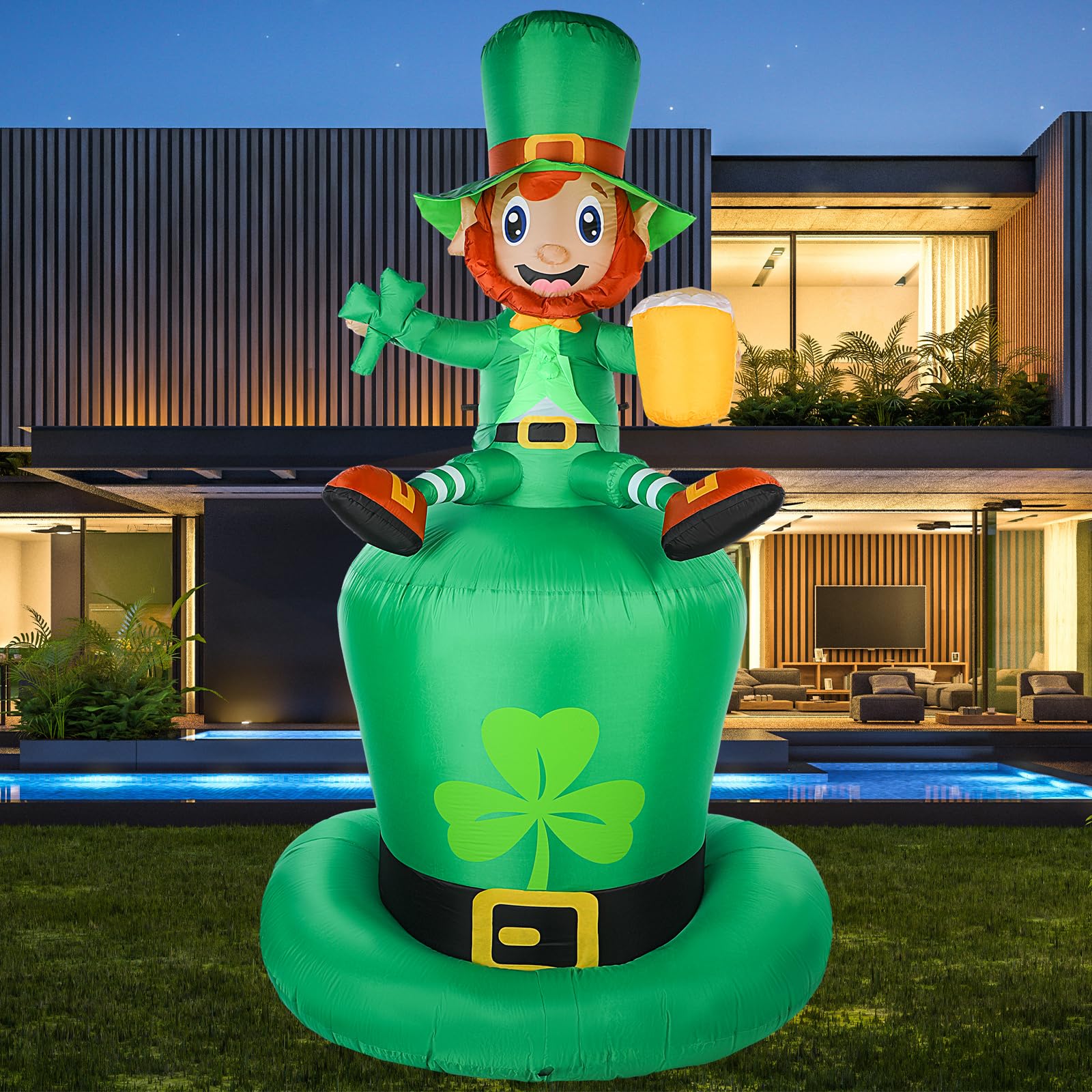 Amazon.com: Sosation 8 ft St. Patrick's Day Inflatable Leprechaun Blow ...