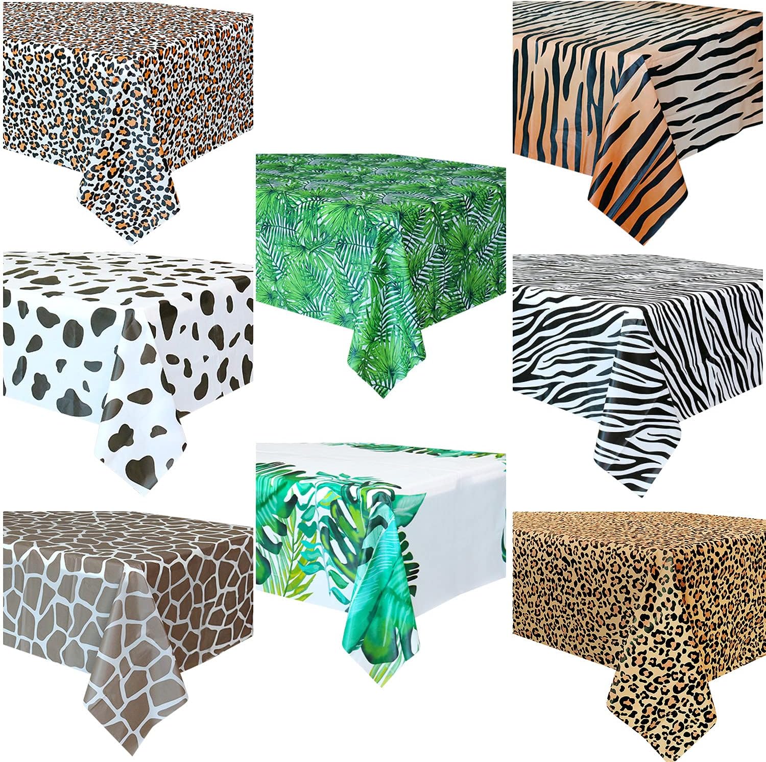 Amazon.com: Hegbolke 8Pcs Animal Safari Theme Zoo Print Table Cover ...