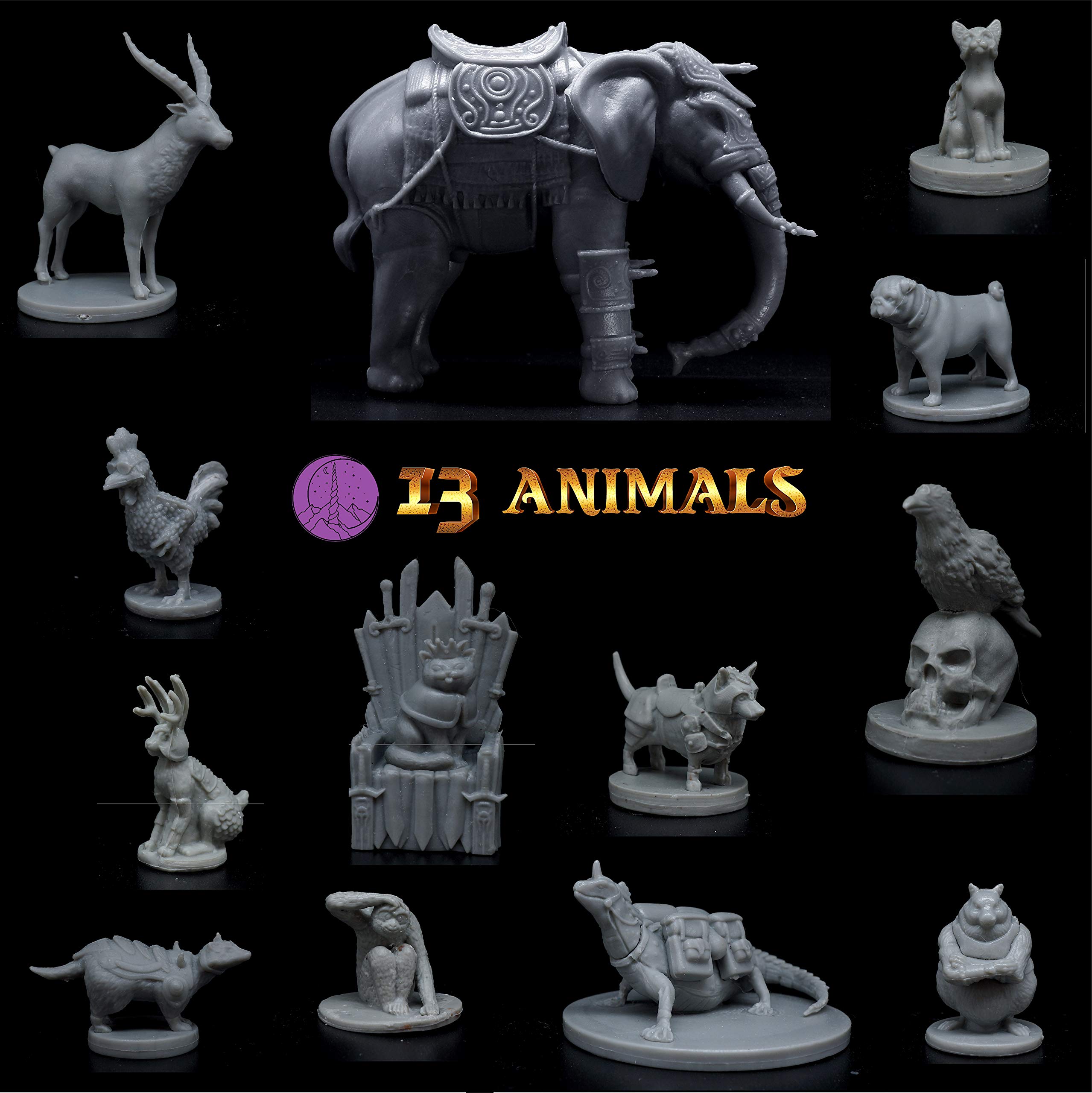 13 Animal Figures for DND Miniatures 28mm Unpainted Dungeons and ...
