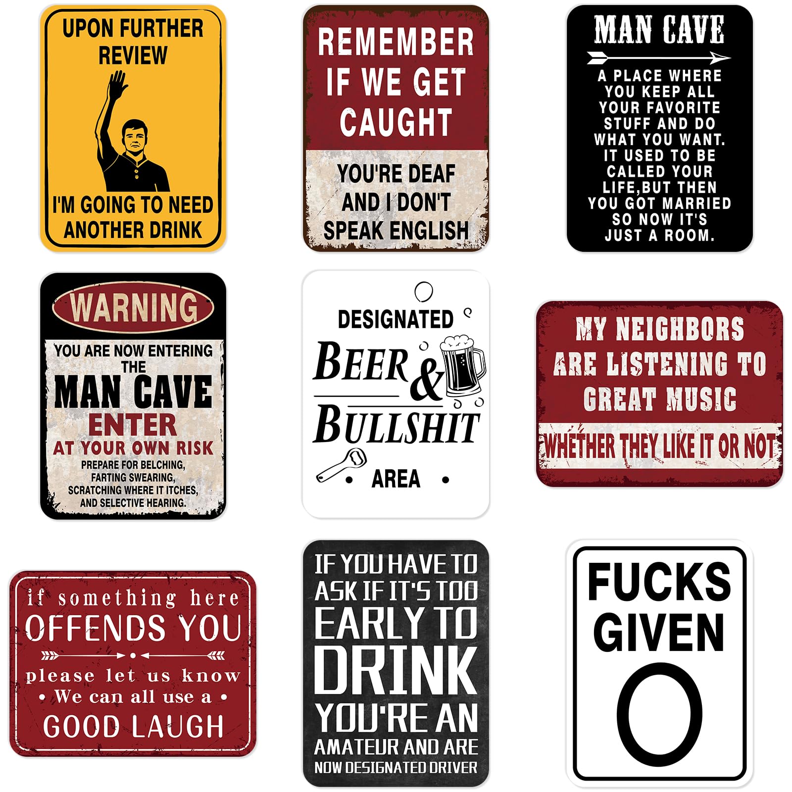 Amazon.com: WERNNSAI Man Cave Party Decorations - 9 PCS Funny Man Cave ...