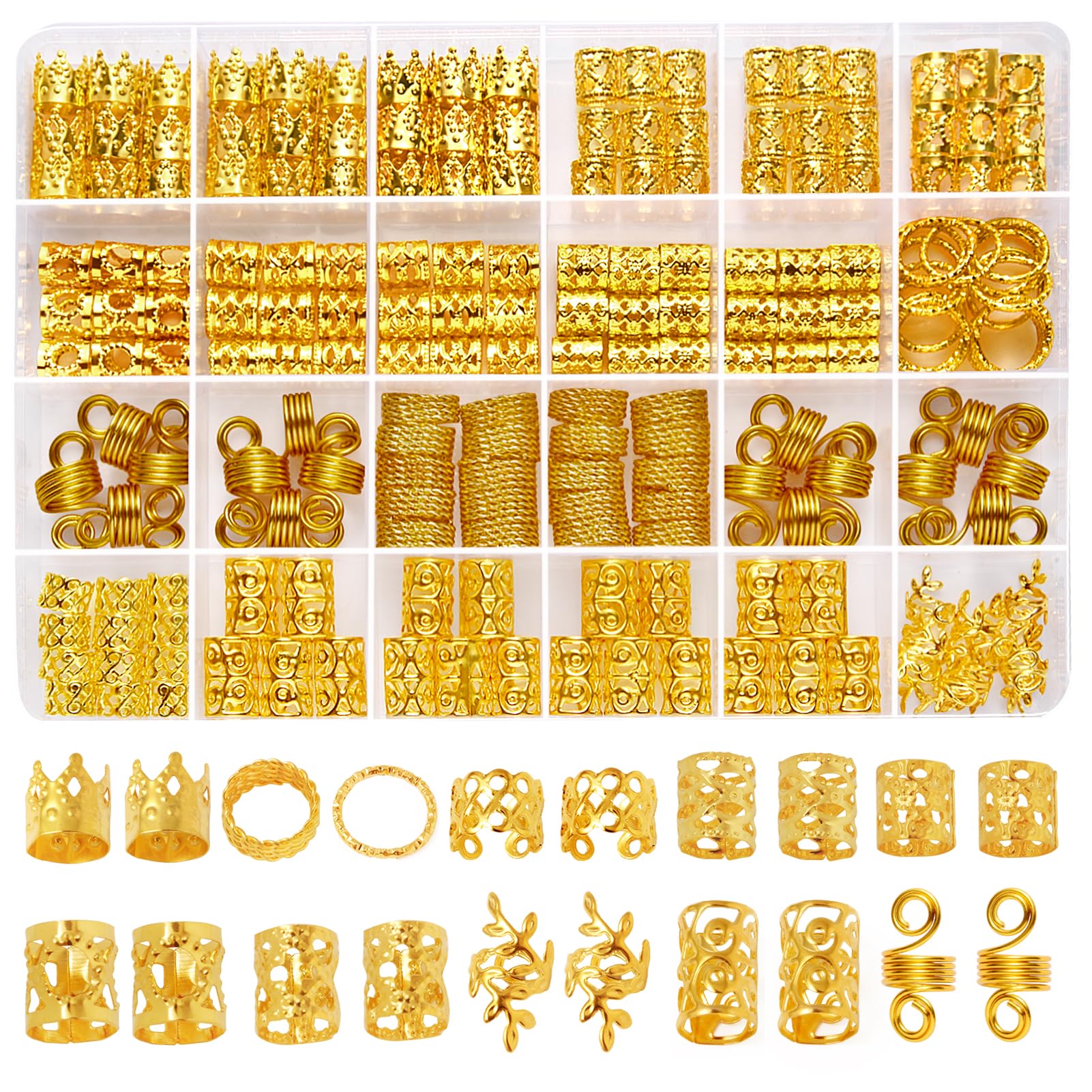 Amazon.com : Wowang Hair Jewelry for Braids Accessories 220 PCS Gold ...