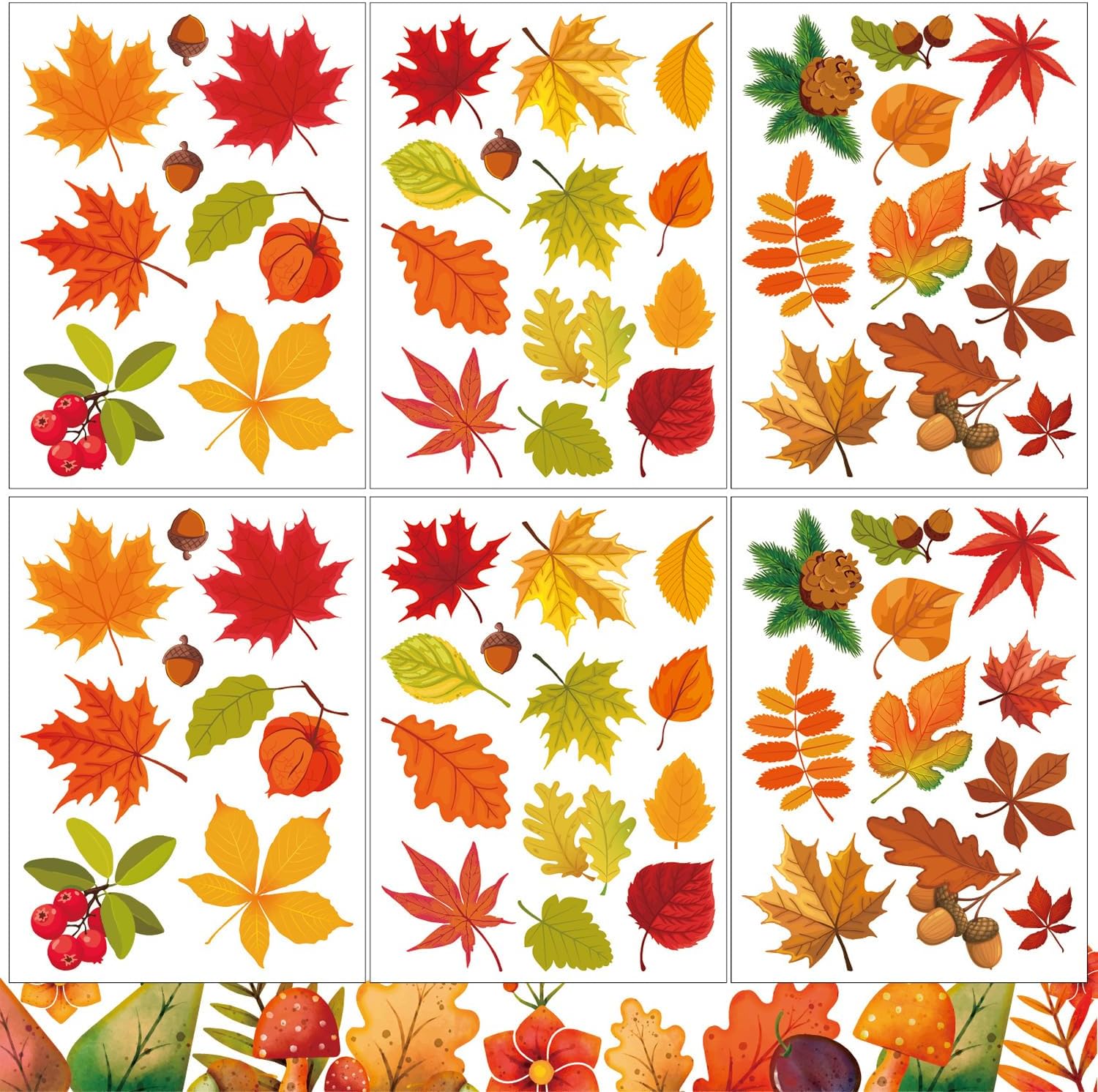 Amazon.com: 64PCS Fall Decorations Window Clings Maple Leaves Window ...