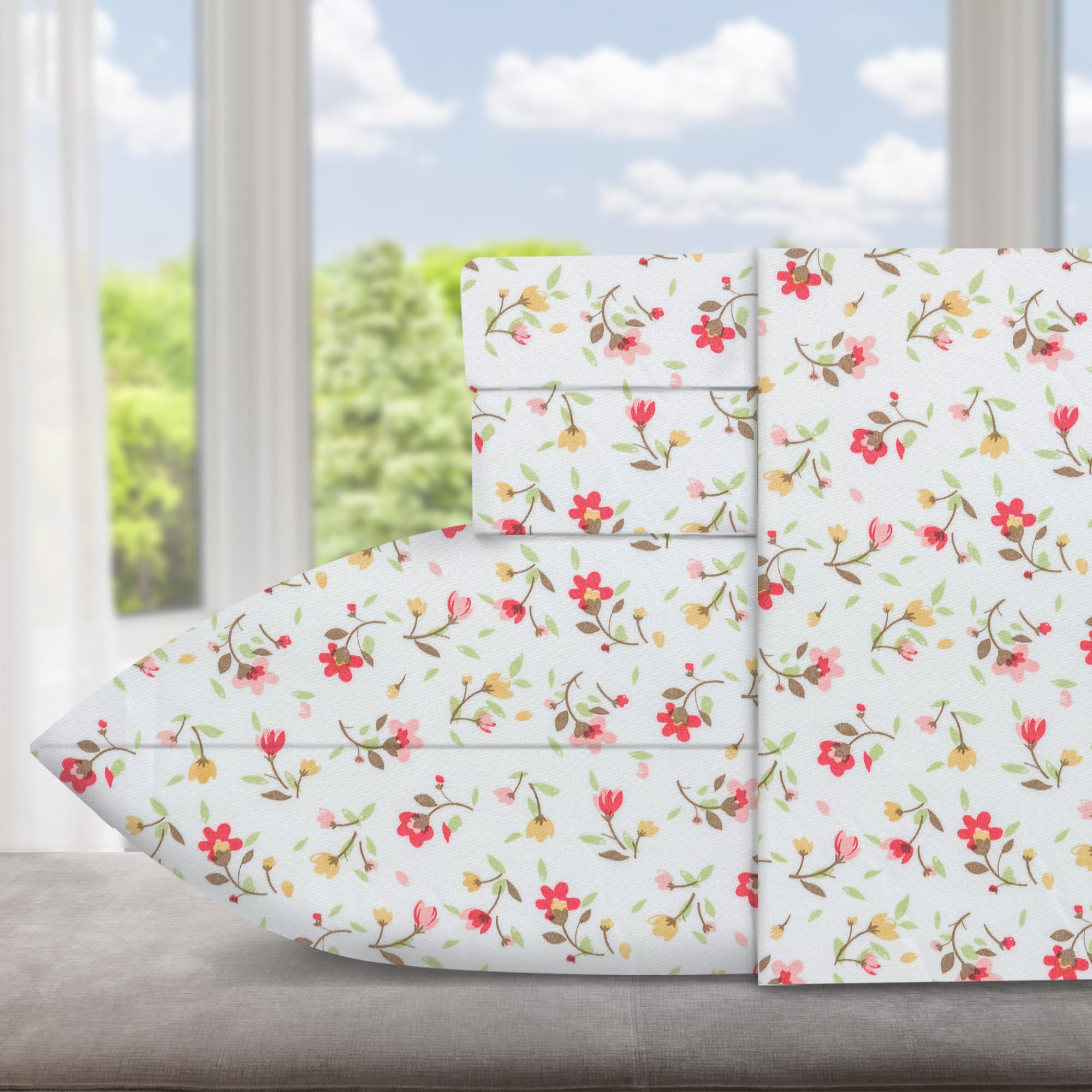 Amazon.com: JOOKI Floral Printed Sheets Set King Cute Red Flower Bed ...