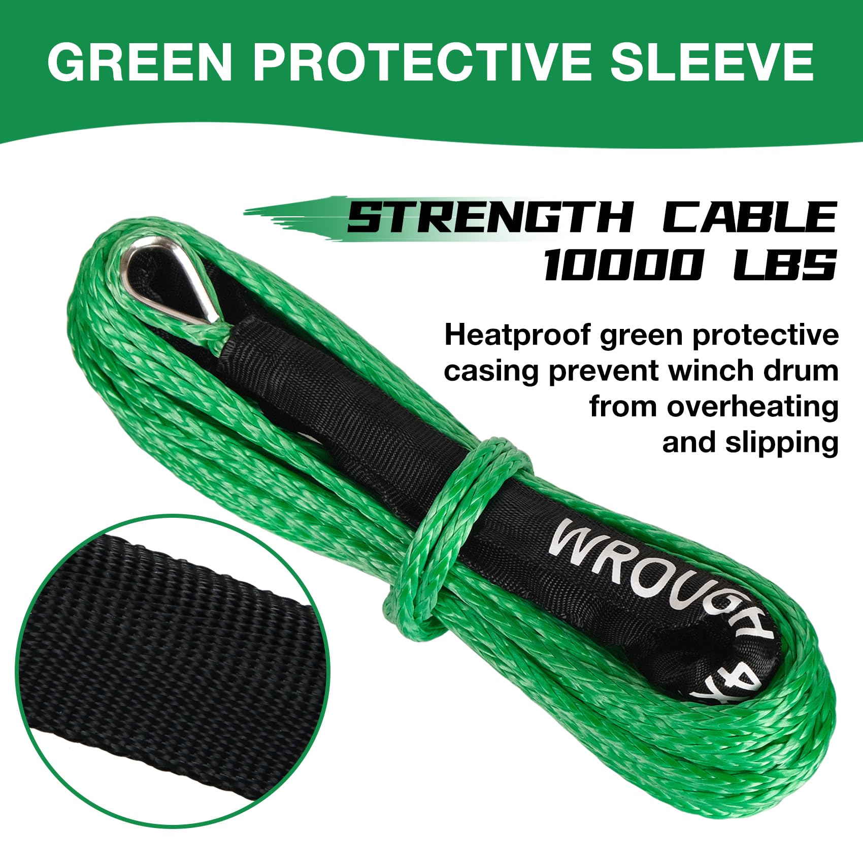 Synthetic Winch Line 1/4\" Synthetic Winch Rope 50 Ft Heavy Duty 10 ...