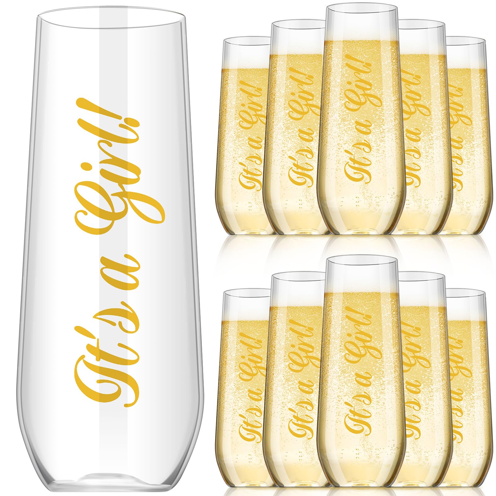 Amazon.com | Maxcheck 24 Pcs Baby Shower Plastic Champagne Flutes ...