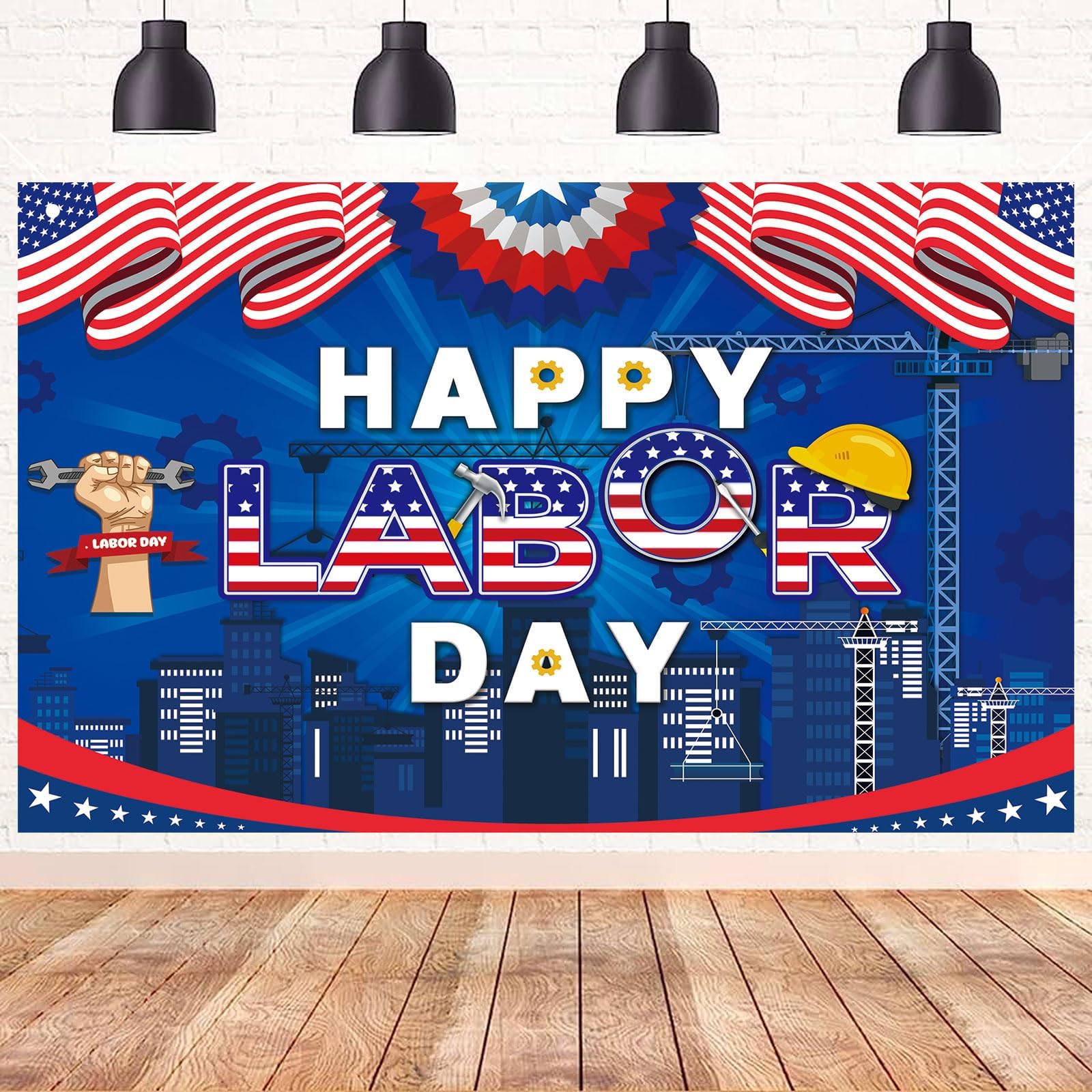 Amazon.com: DPKOW Happy Labor Day Backdrop Banner, Large Labor Day ...