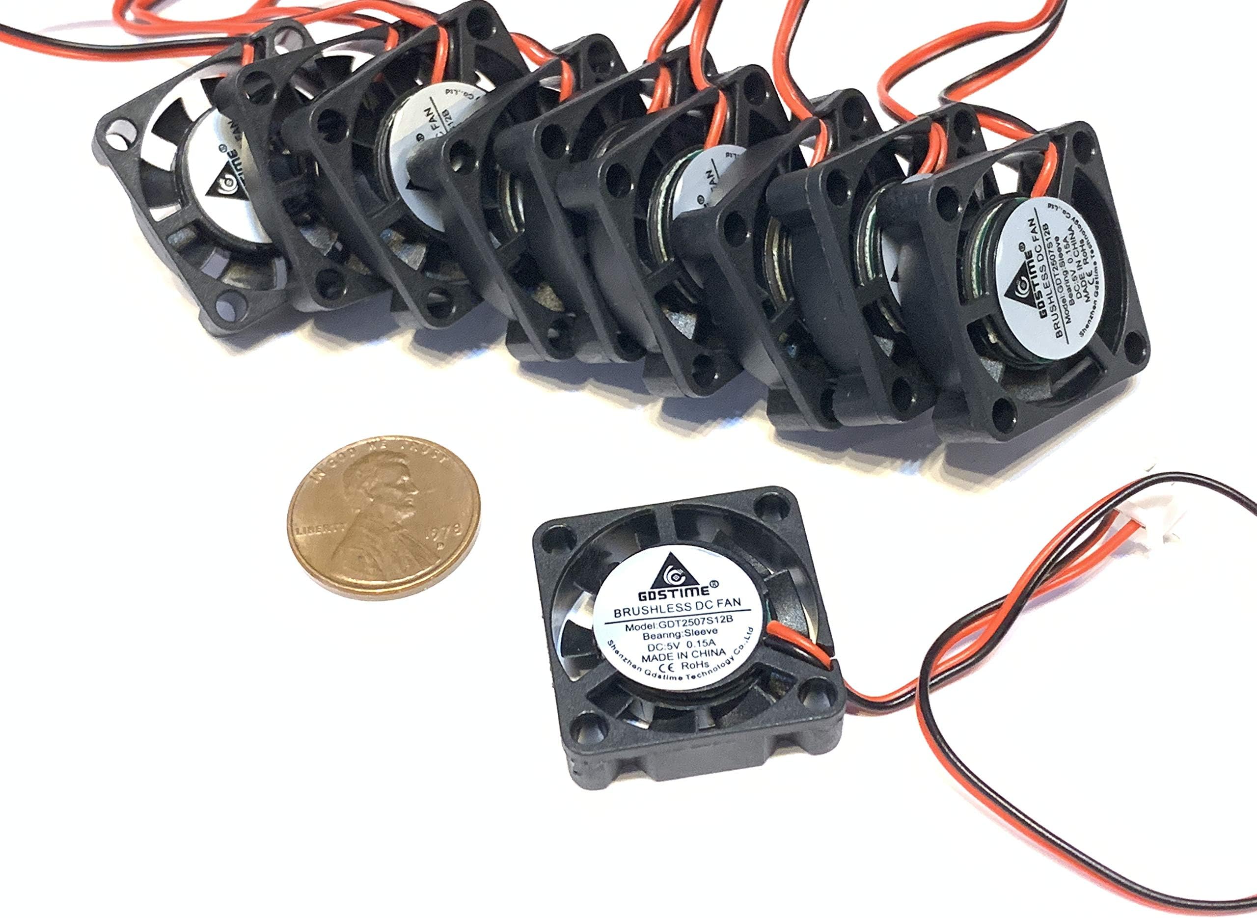 Amazon.com: 10 Pieces 5v Fan mini 25mm x 7mm 2pin 2507 dc mini micro ...