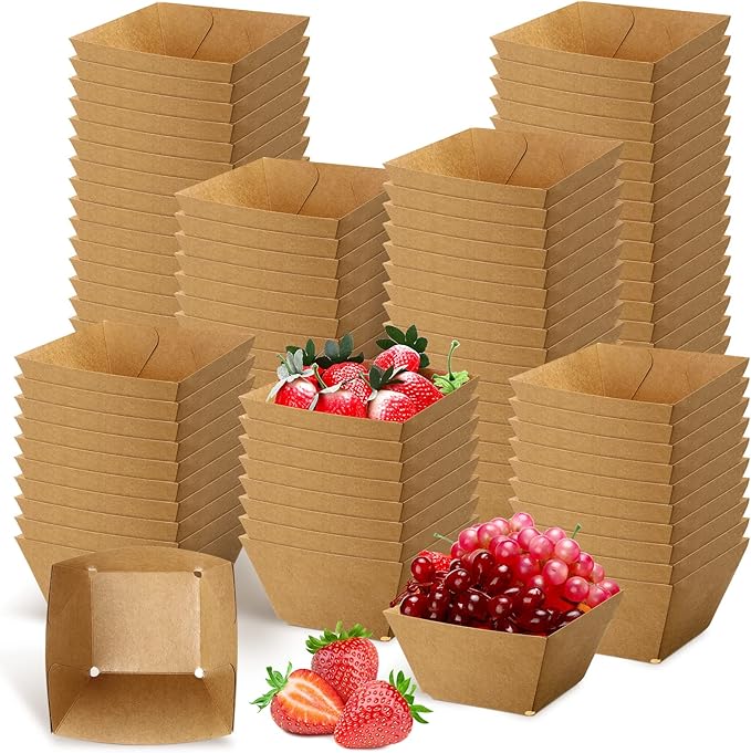 Amazon.com: 2 Pint Berry Basket Cardboard Containers Fruit Container ...