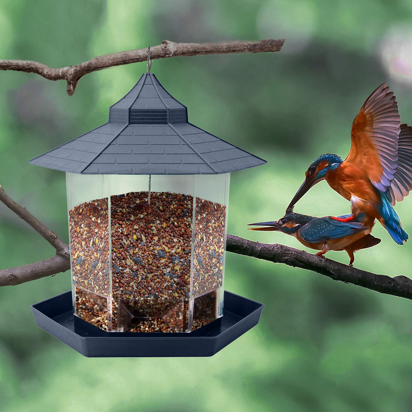 Snapklik.com : Hanging Bird Feeder Gazebo Wild Bird Feeders Hexagon Shaped