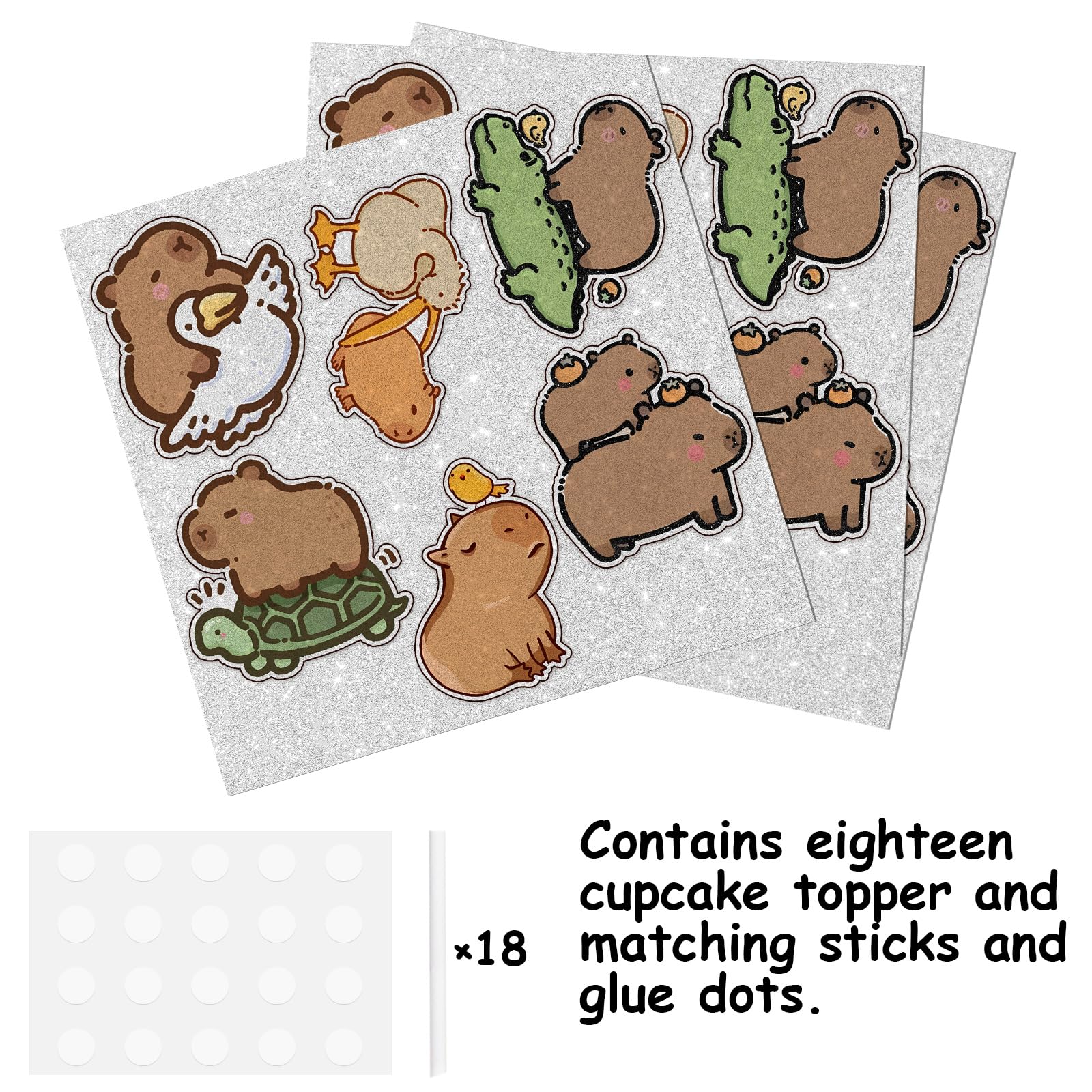 Animal Themed Cupcake Picks Capybara Party Favors Capybara Edible ...