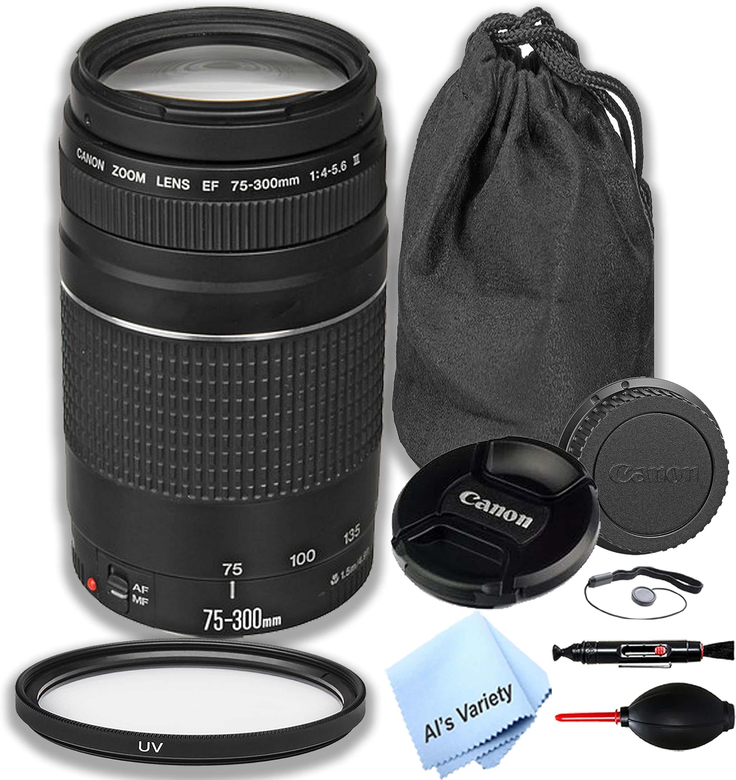 Amazon.com : Canon EF 75-300mm f/4-5.6 III Telephoto Lens,UV Filter,Lens Pouch,Hood and More ...
