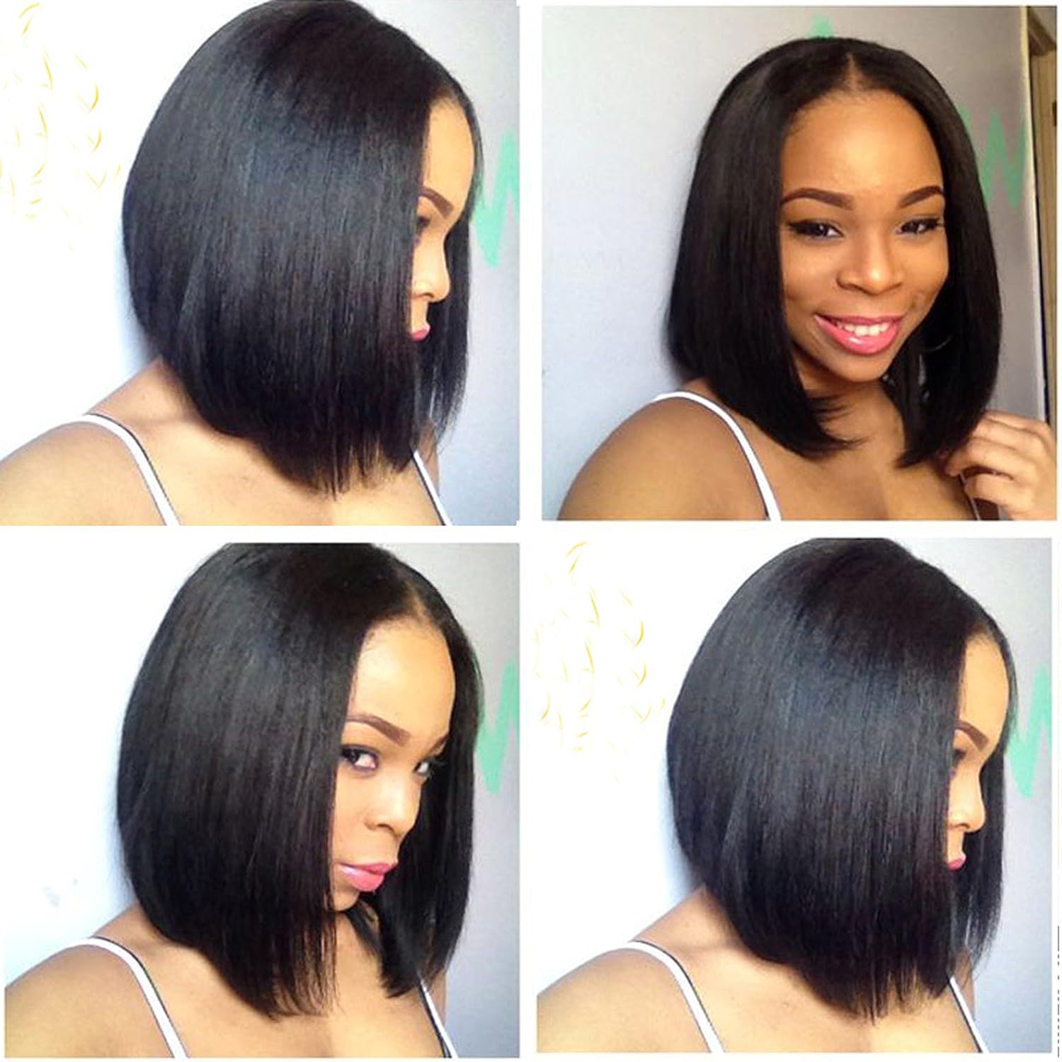 Amazon.com : Elva Hair 7A Short Bob Human Hair Full Lace Wig Brazilian ...