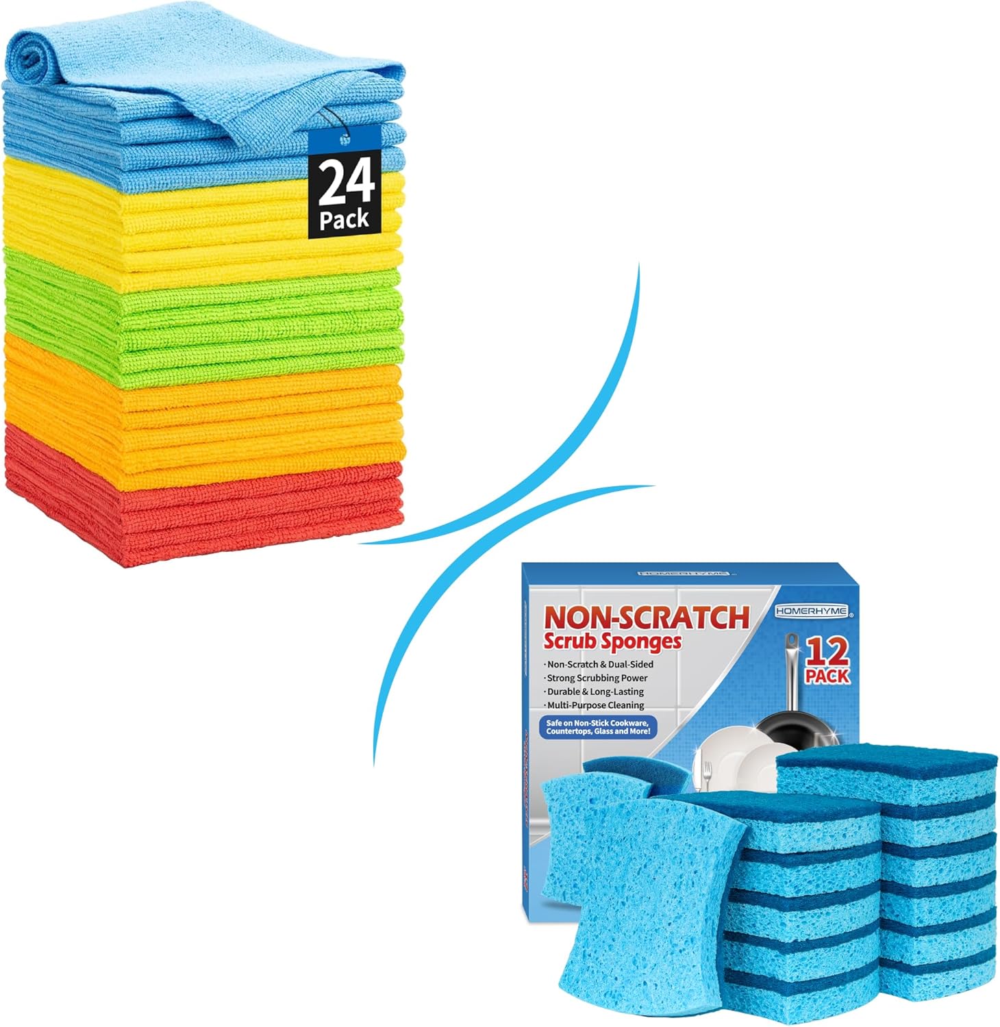 Amazon.com: HOMERHYME Non-Scratch Cellulose Scrub Sponges 12 Pack ...