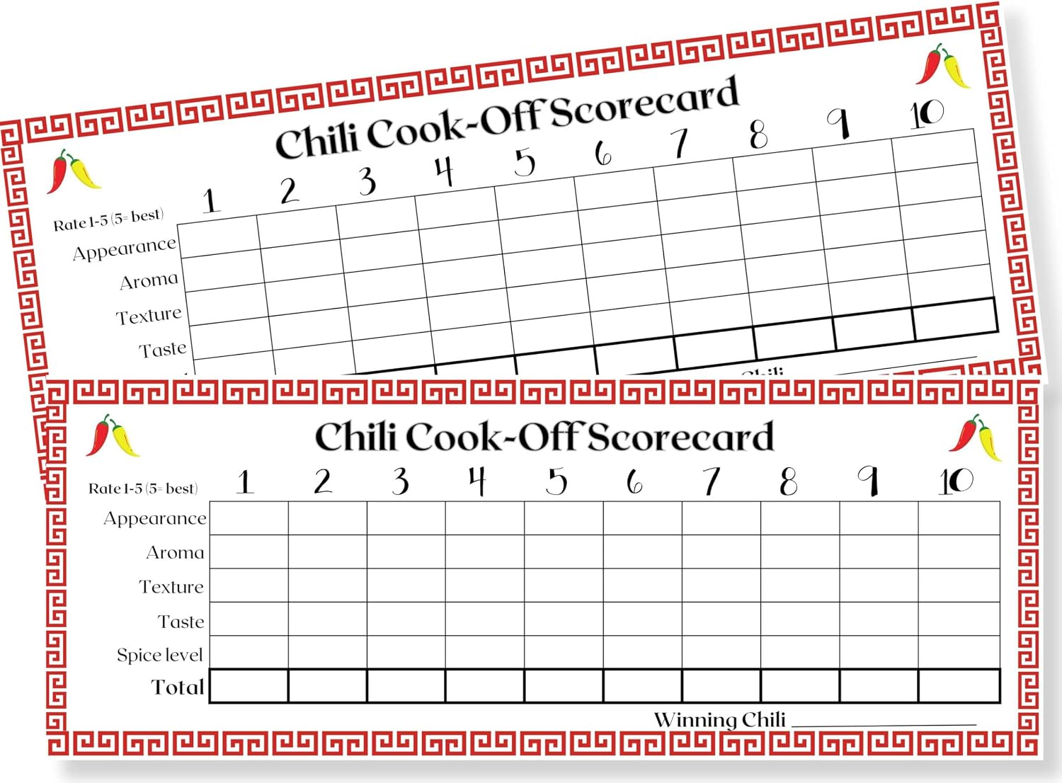 Amazon.com: Chili Cook Off Competition Scorecard - Chili Judging ...