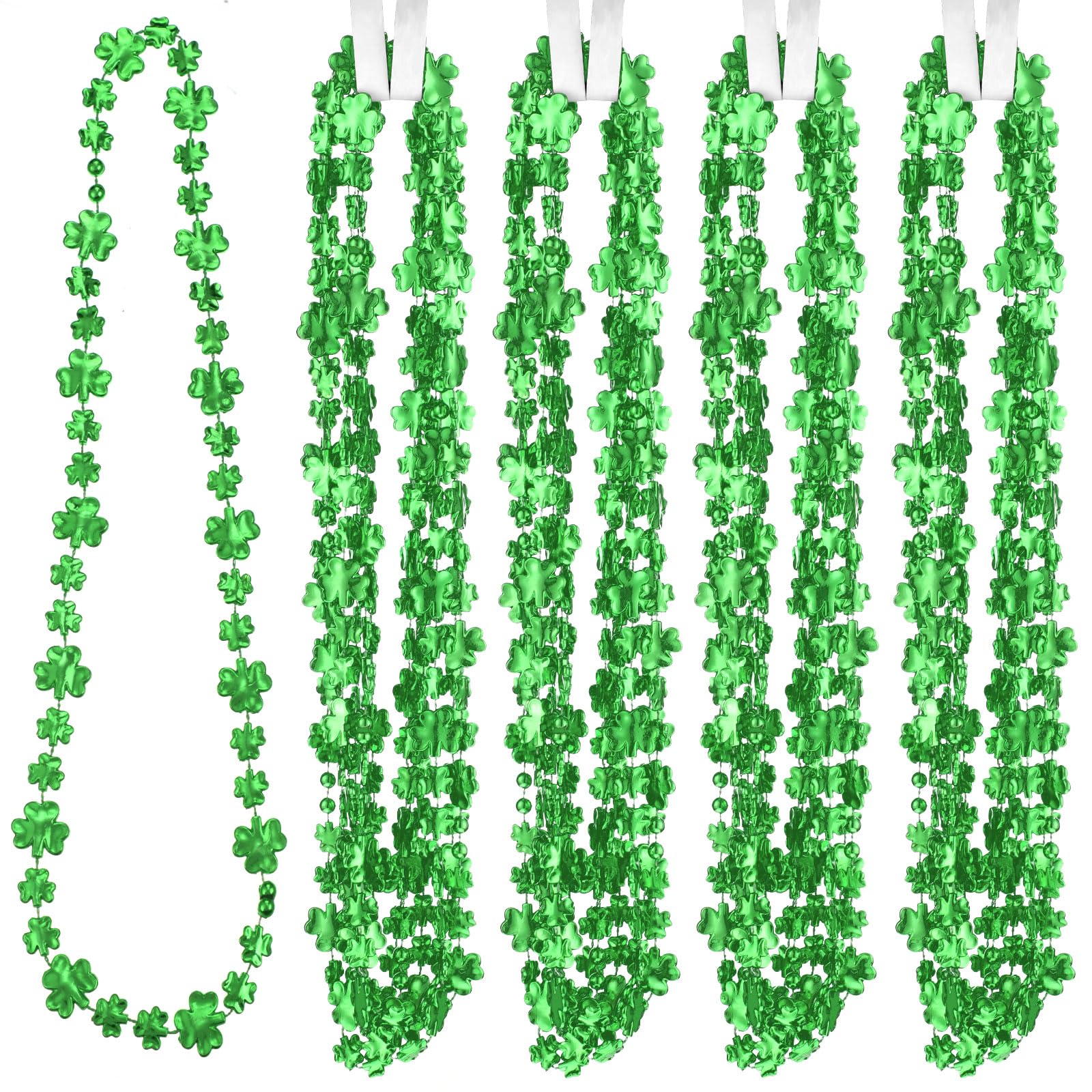 96 Pcs 33 Inch St Patrick's Day Necklaces Bulk Green Shamrock Beads ...