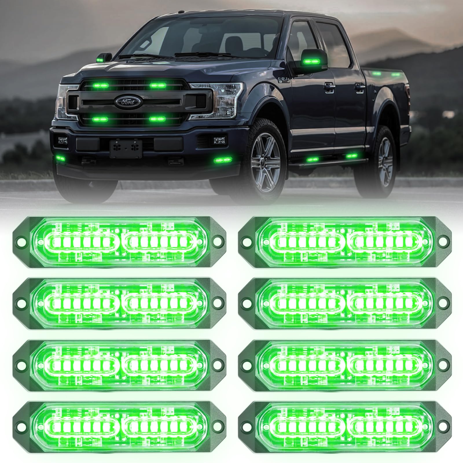 Snapklik.com : PKINGLAKE 8-Pcs 12 LED Sync Feature Emergency Strobe ...