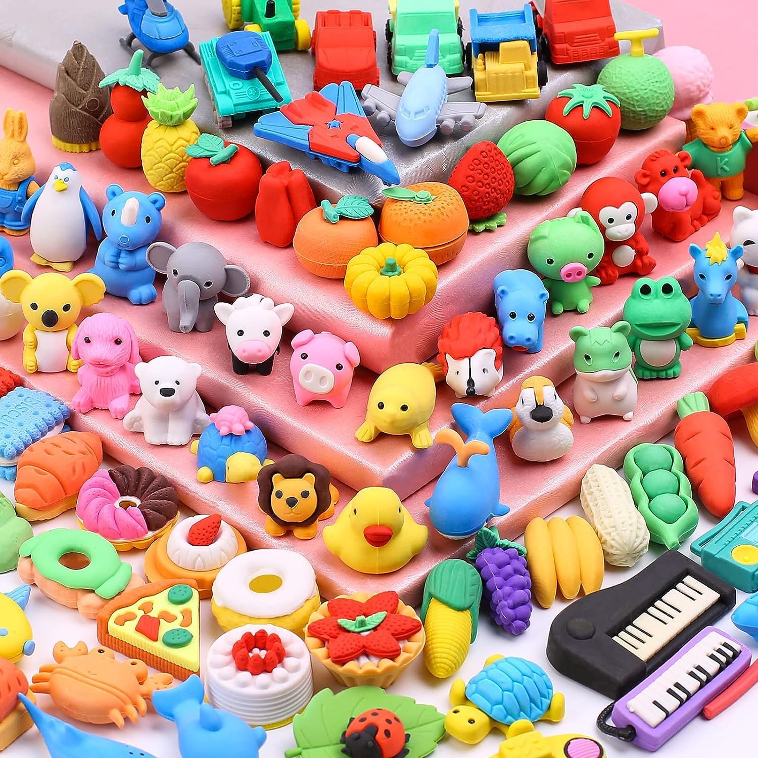 100Pcs Mini Erasers for Kids, Cute Animal Pencil Eraser Mini Pencil ...