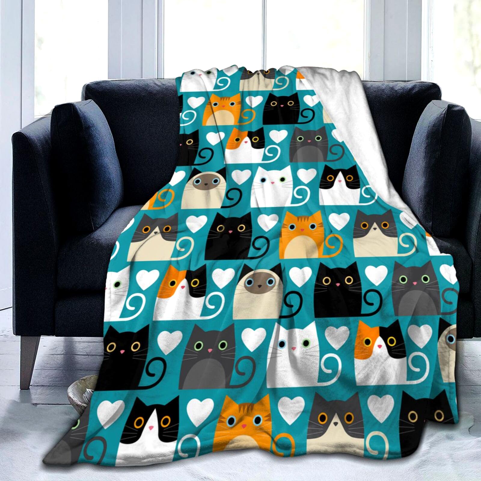 Amazon.com: Cat Blanket Soft Cozy Flannel Cat Throw Blanket Warm ...