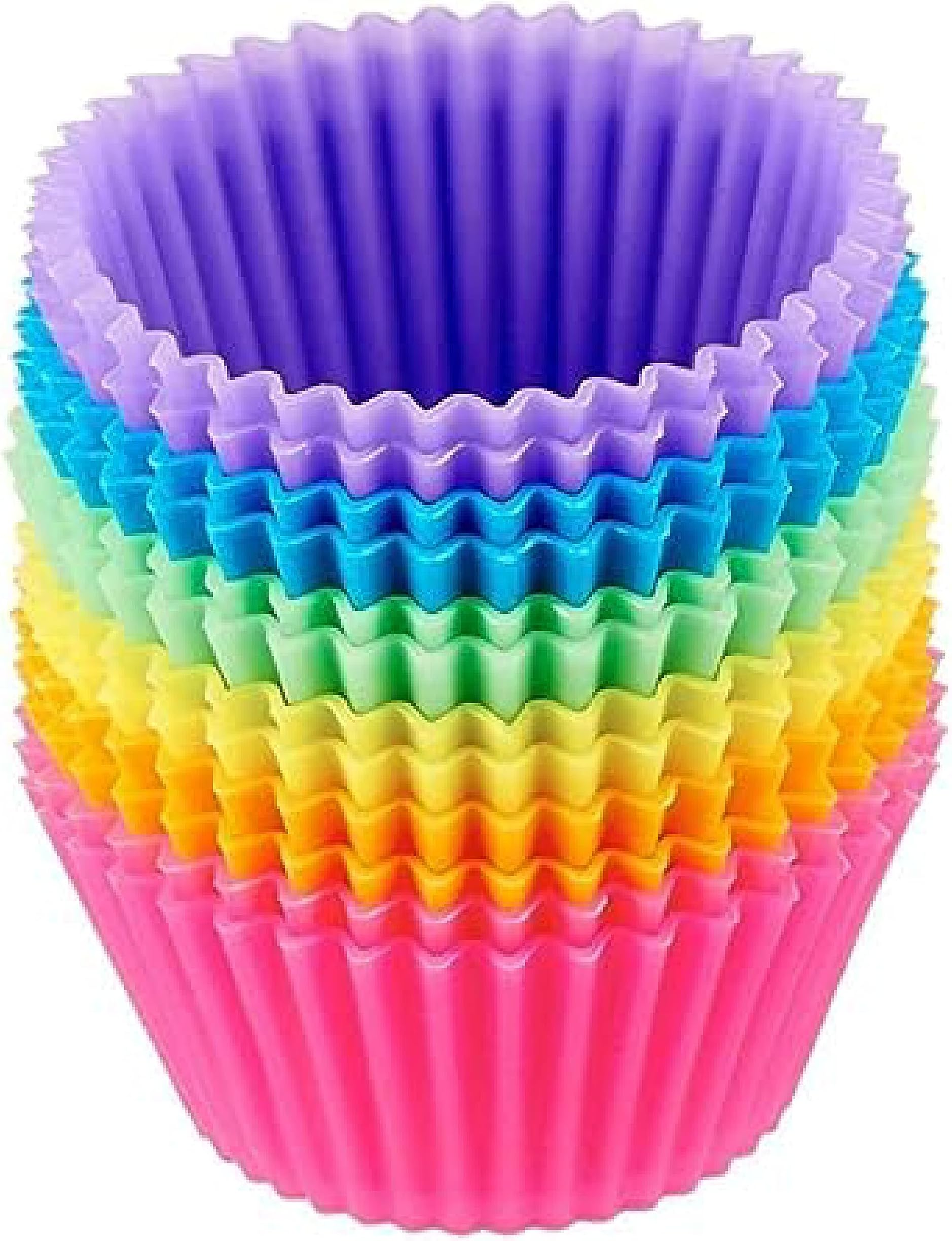 Buy Hua You Silicone Muffin Mould - Pack of 6 (Multicolour, 4-inch ...