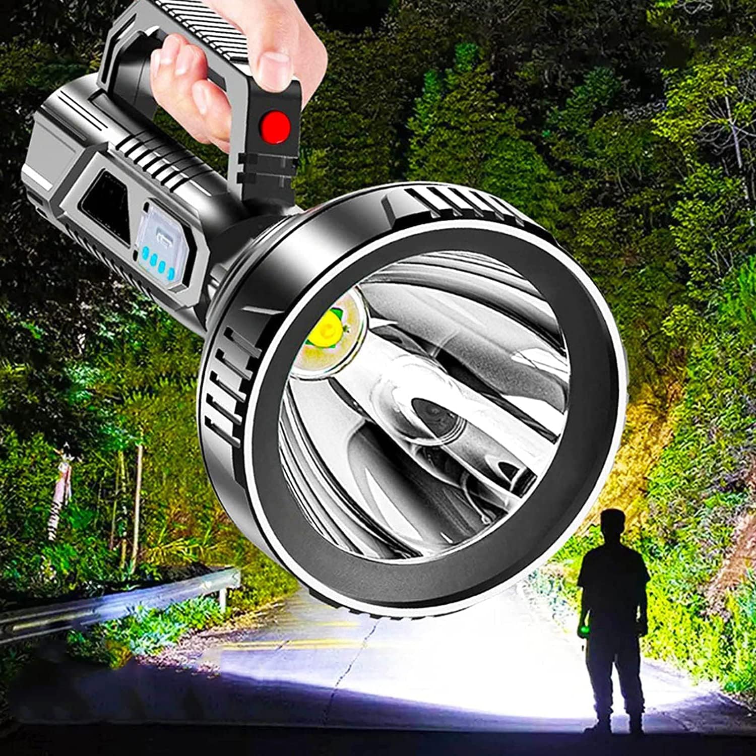 TAYASH 90000 Lumen Flashlight, Black Portable Strong Light Flashlight ...