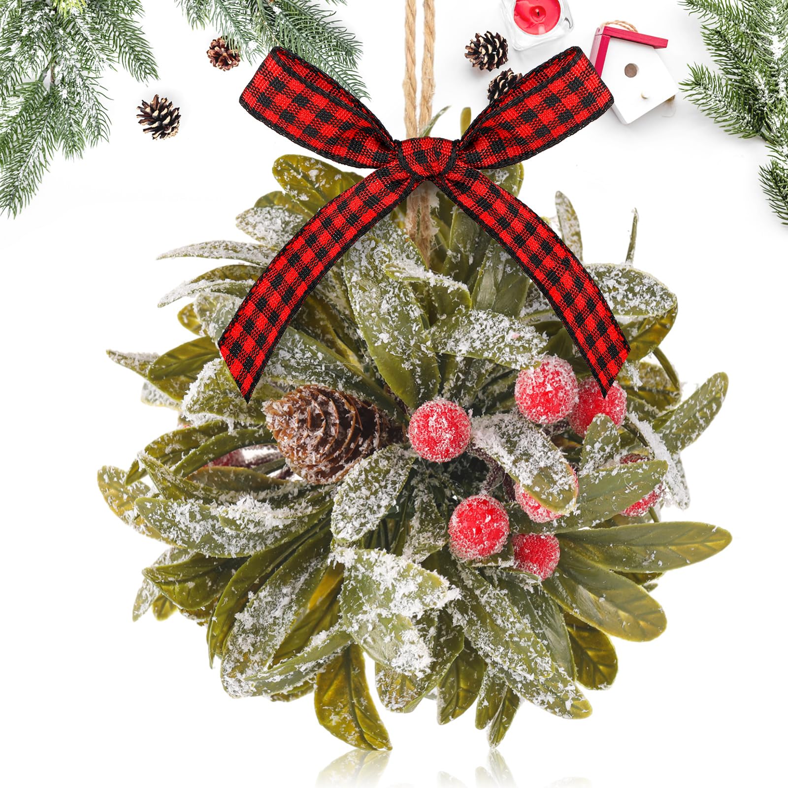Amazon.com: Wettarn Christmas Mistletoe Kissing Ball Ornament Ribbon ...