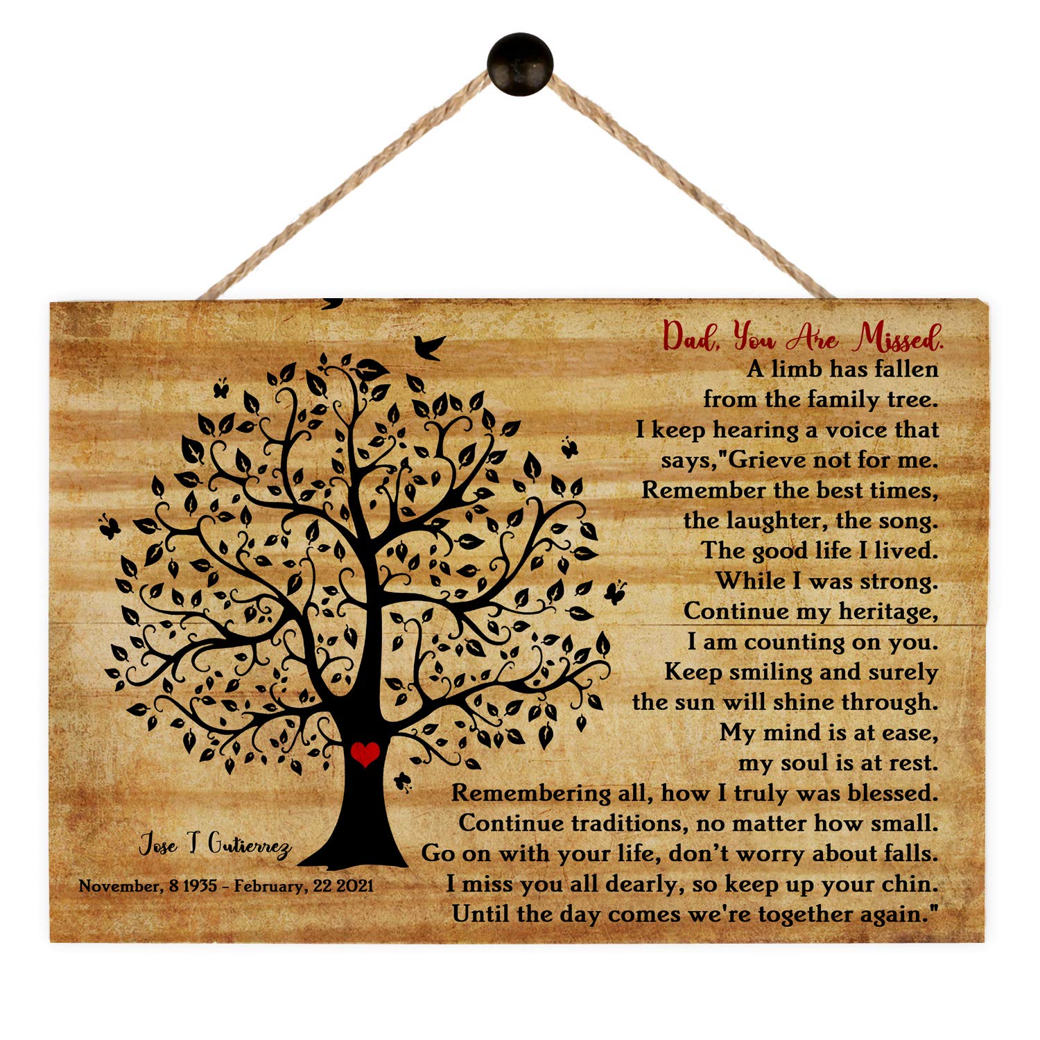 Buy kullder Personalized Sympathy Wood Sign for Loss of Dad, Custom ...