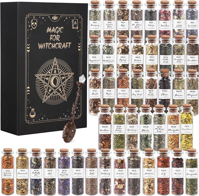 Amazon.com: Witchcraft Supplies Herbs - 45 Bottles Dried Herbs Kit for ...