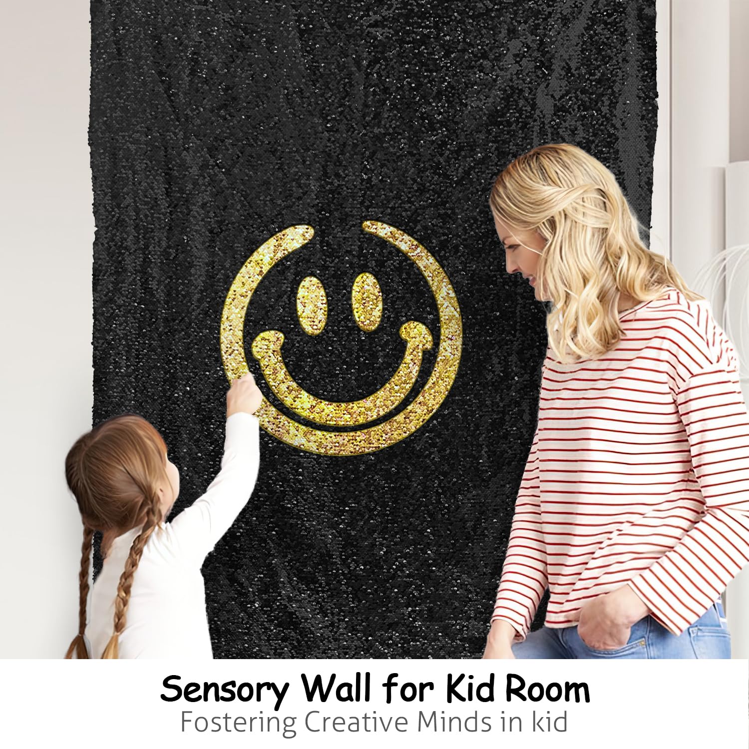 Snapklik.com : 2 Yards Sensory Wall Sequin Flip Fabric, Black To Gold ...