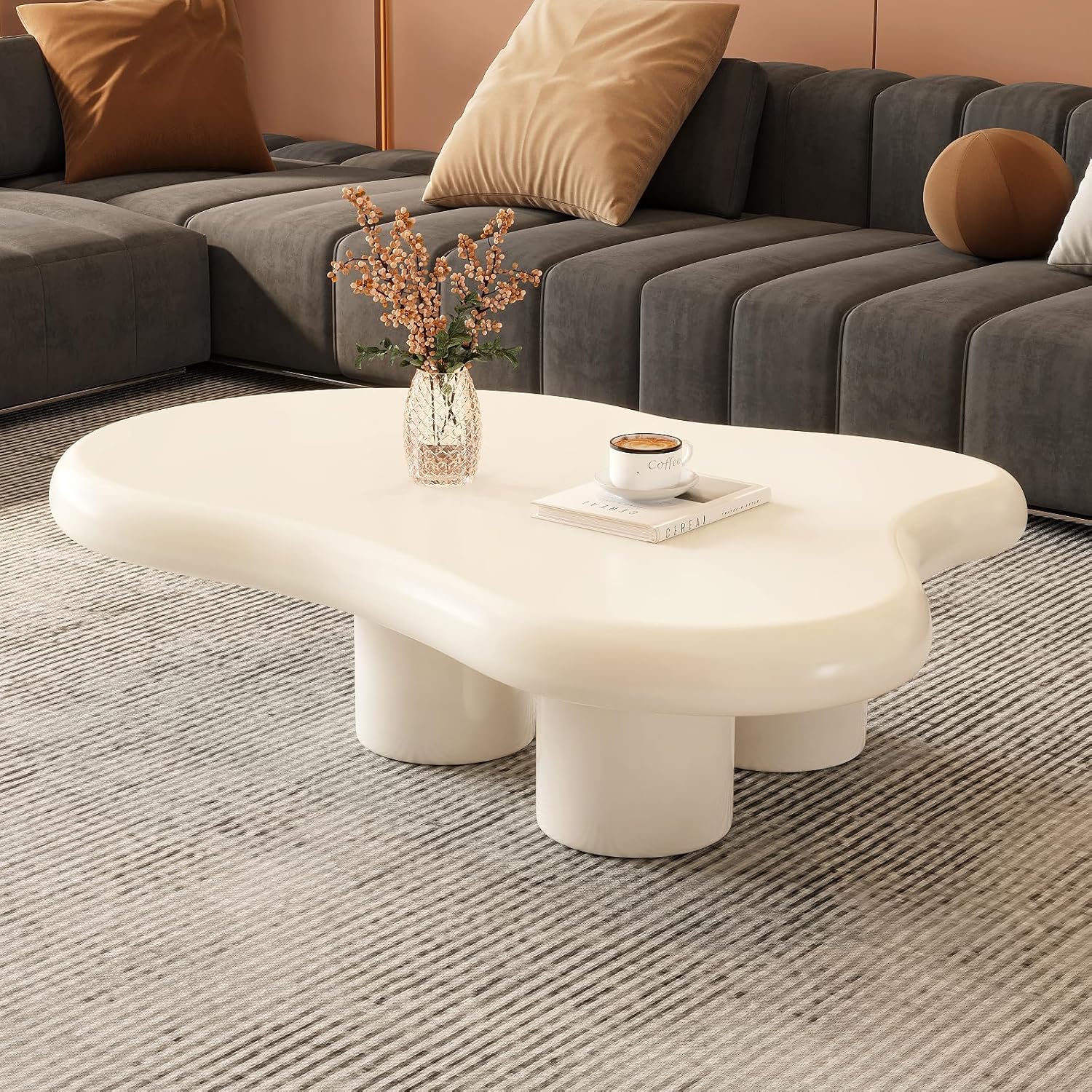 Amazon.com: StyHube Cloud Coffee Table, Modern White Coffee Table for ...