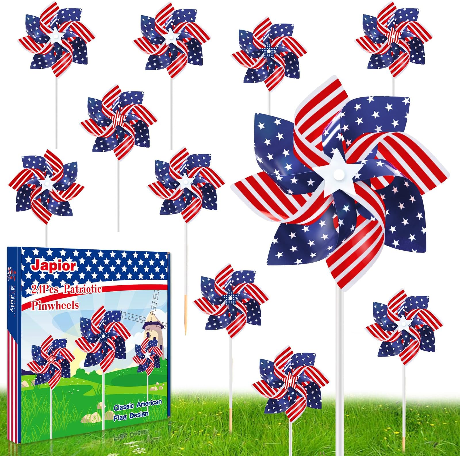 Amazon.com: Bulk 50 Pack Patriotic 3 Color Pinwheel Assortment - Indoor ...
